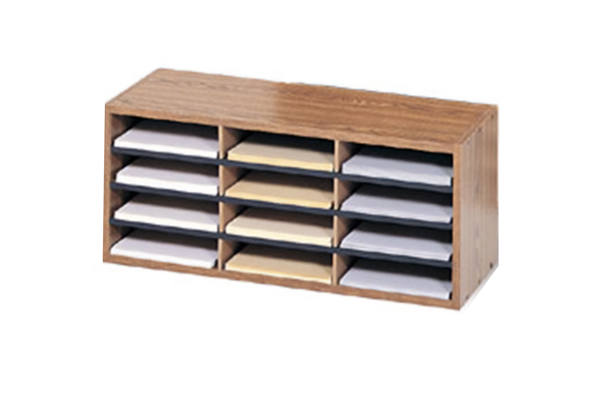 Wood Literature Organizer | 12-Slot Wooden File Rack | Displays2Go