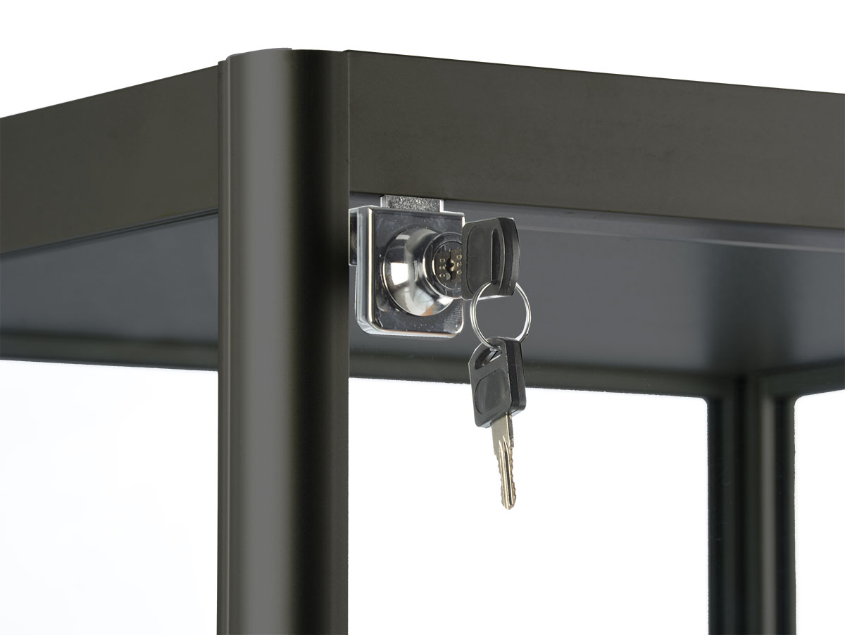 Black Knock Down Tower Showcase | Full Vision with 4 Shelves | Displays2Go