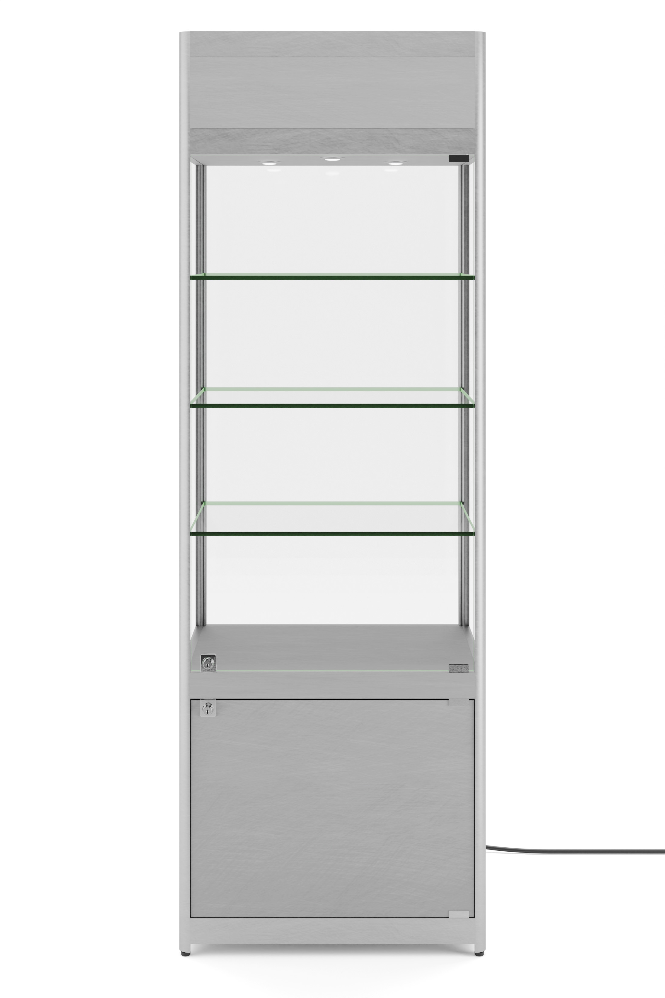 LED Store Display Case | Silver with Adjustable Shelves | Displays2Go