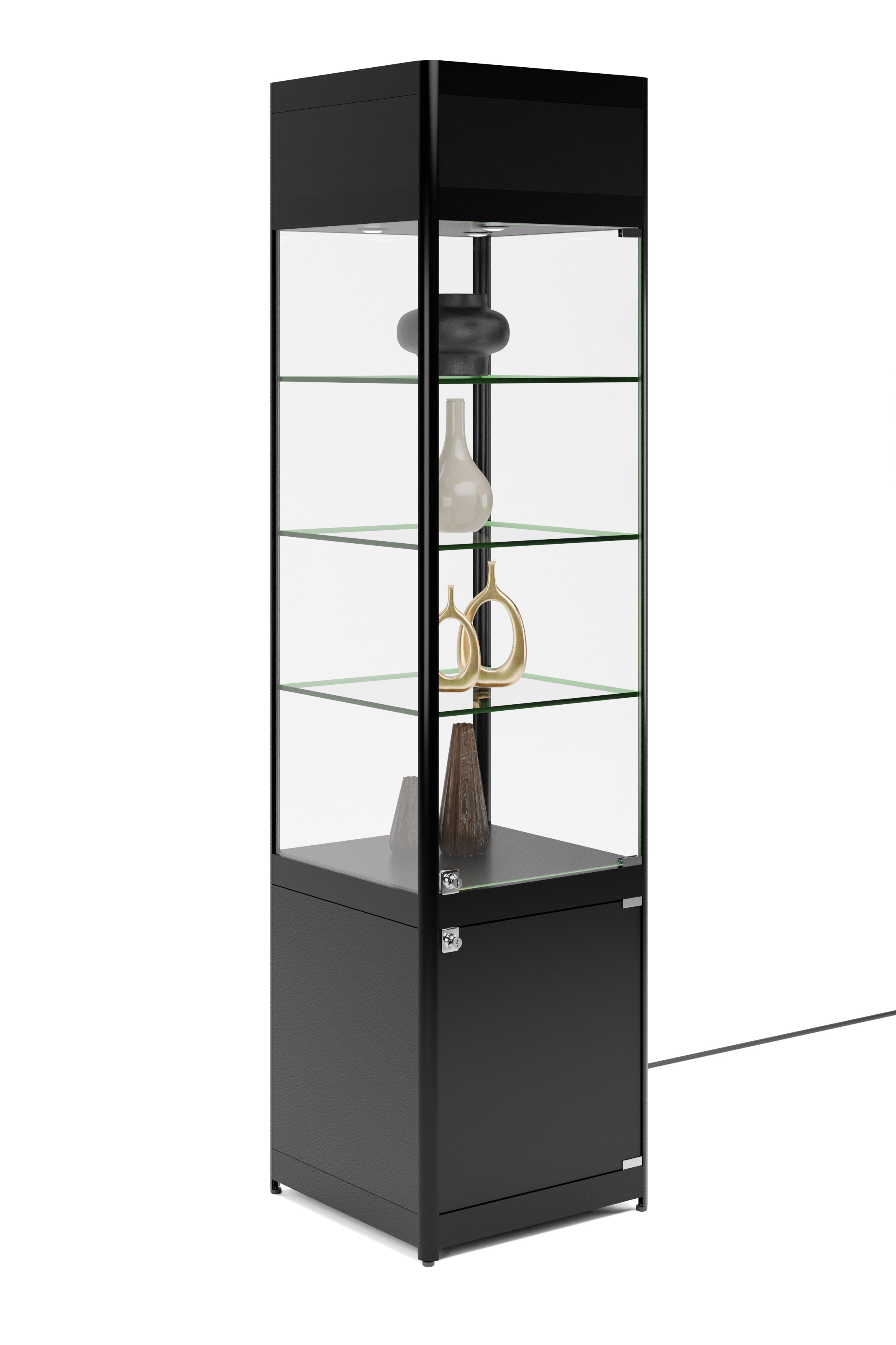 LED Display Case Tower | 18” Wide Glass Cabinet | Displays2Go