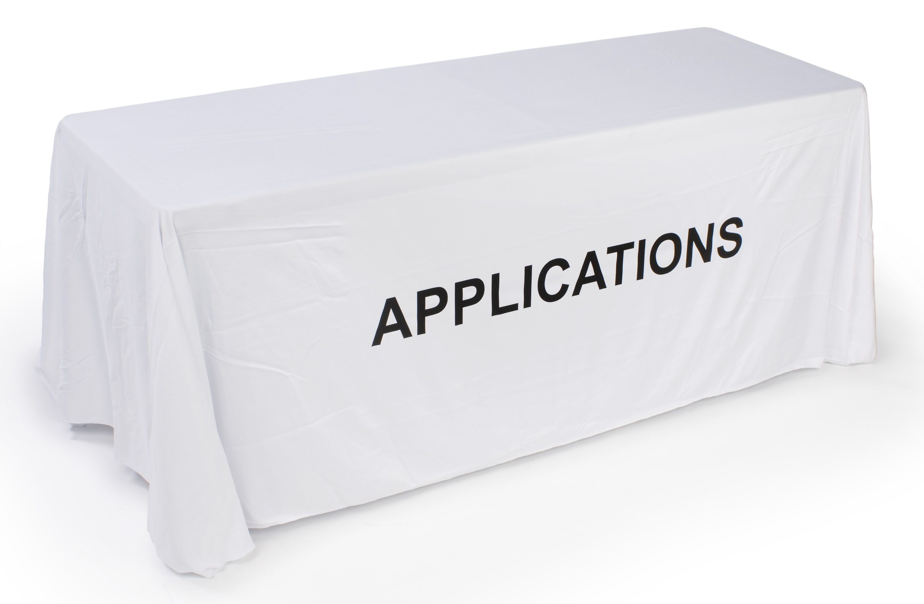 8' White Table Throw | with 24 Hour Heat Transfer Text Message ...