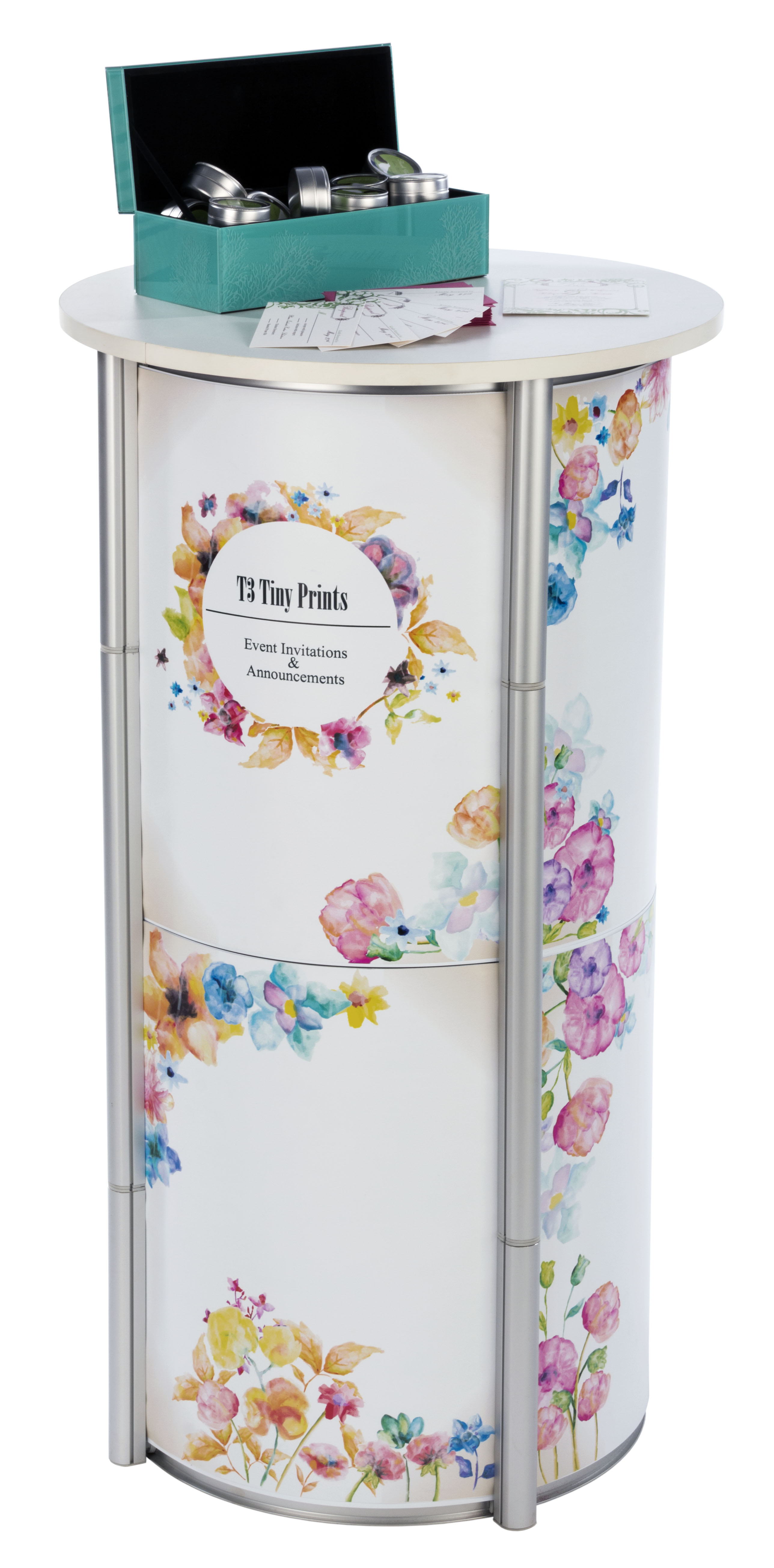 Twist Counter with 8 Custom Posters | Carrying Case Included | Displays2Go