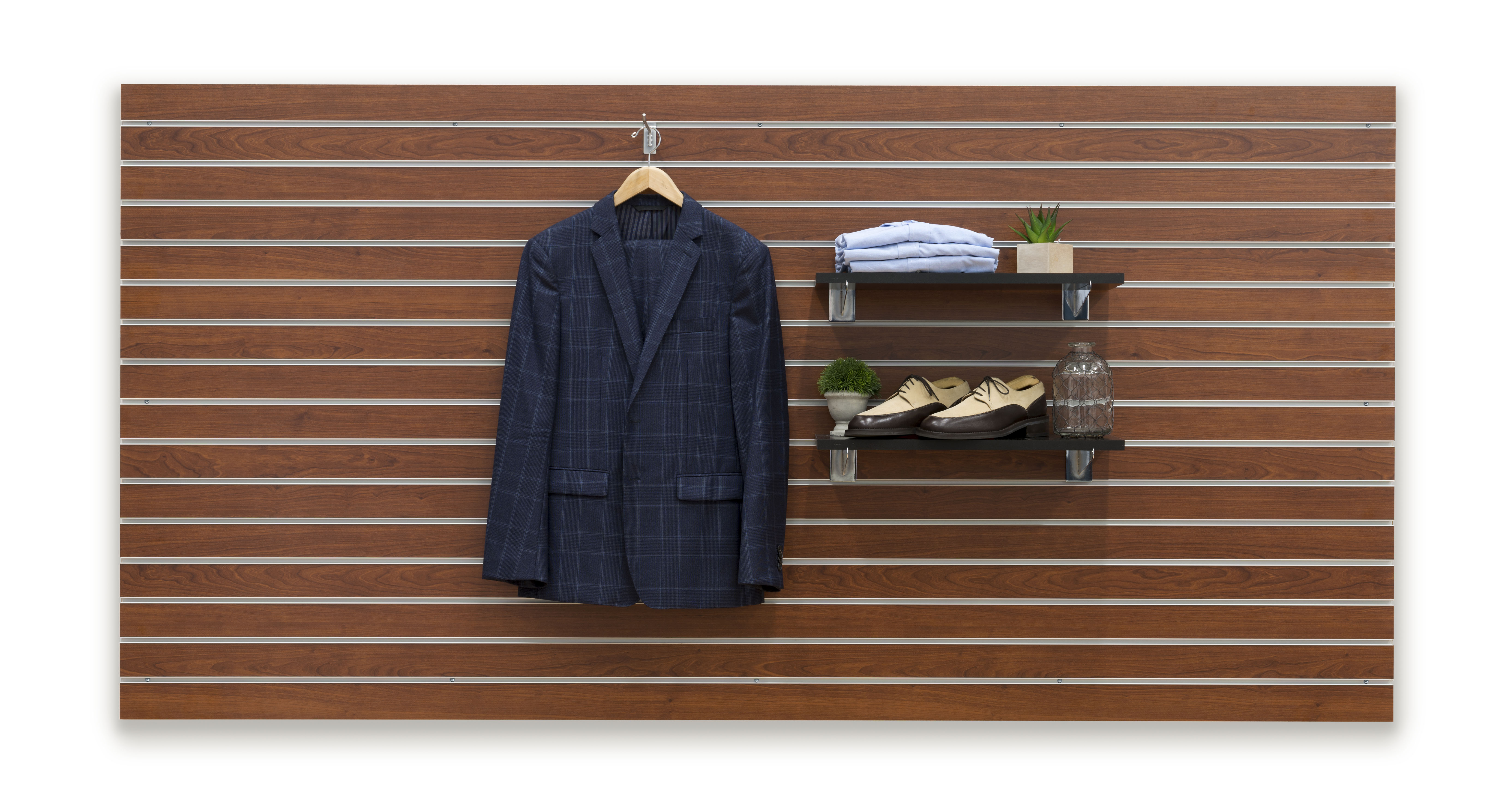 Cherry Finish Large Slotted Wall Board Panel | 4’h x 8’w | Displays2Go