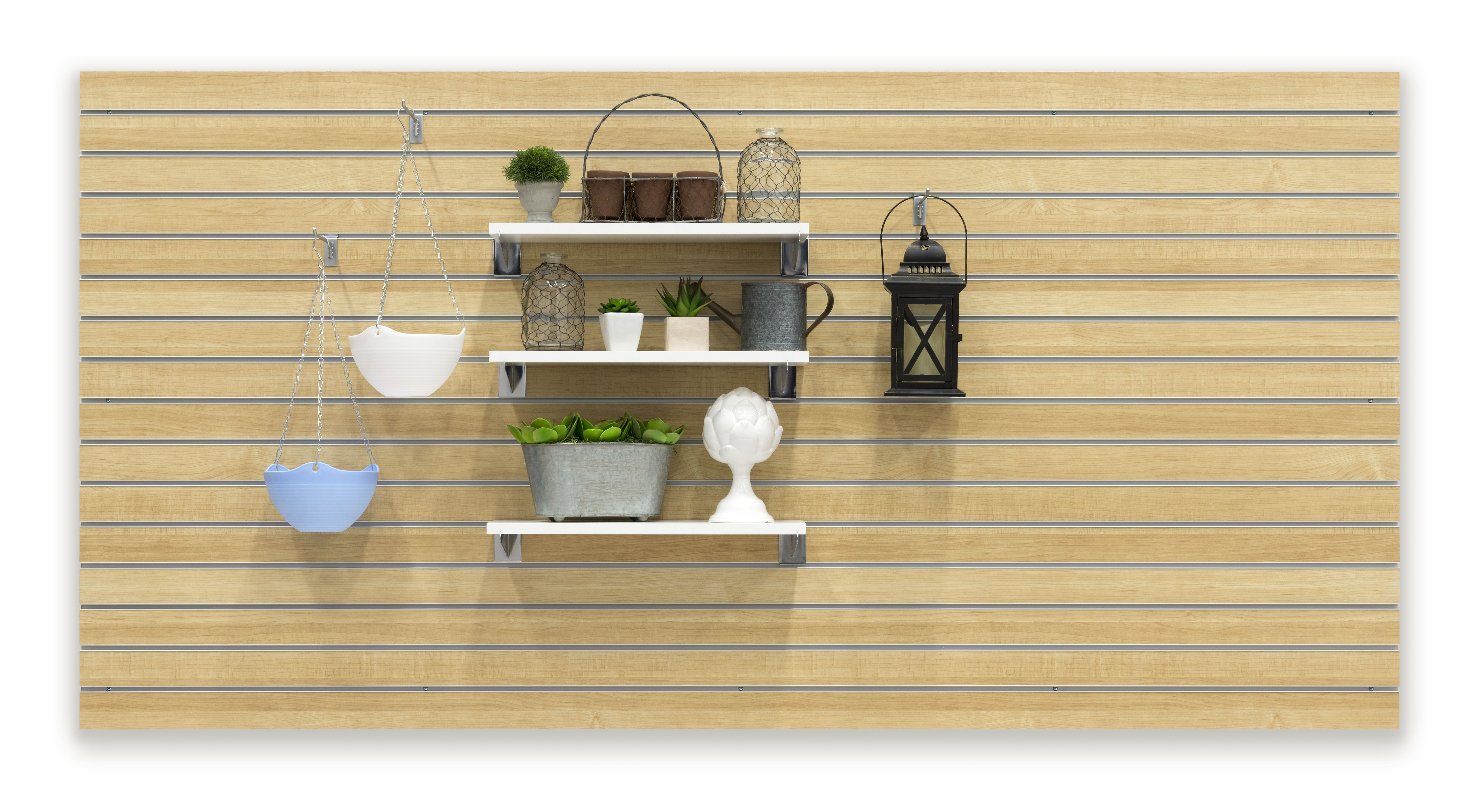 Large Maple Slot Wall Panel Board | 4’h x 8’w | Displays2Go