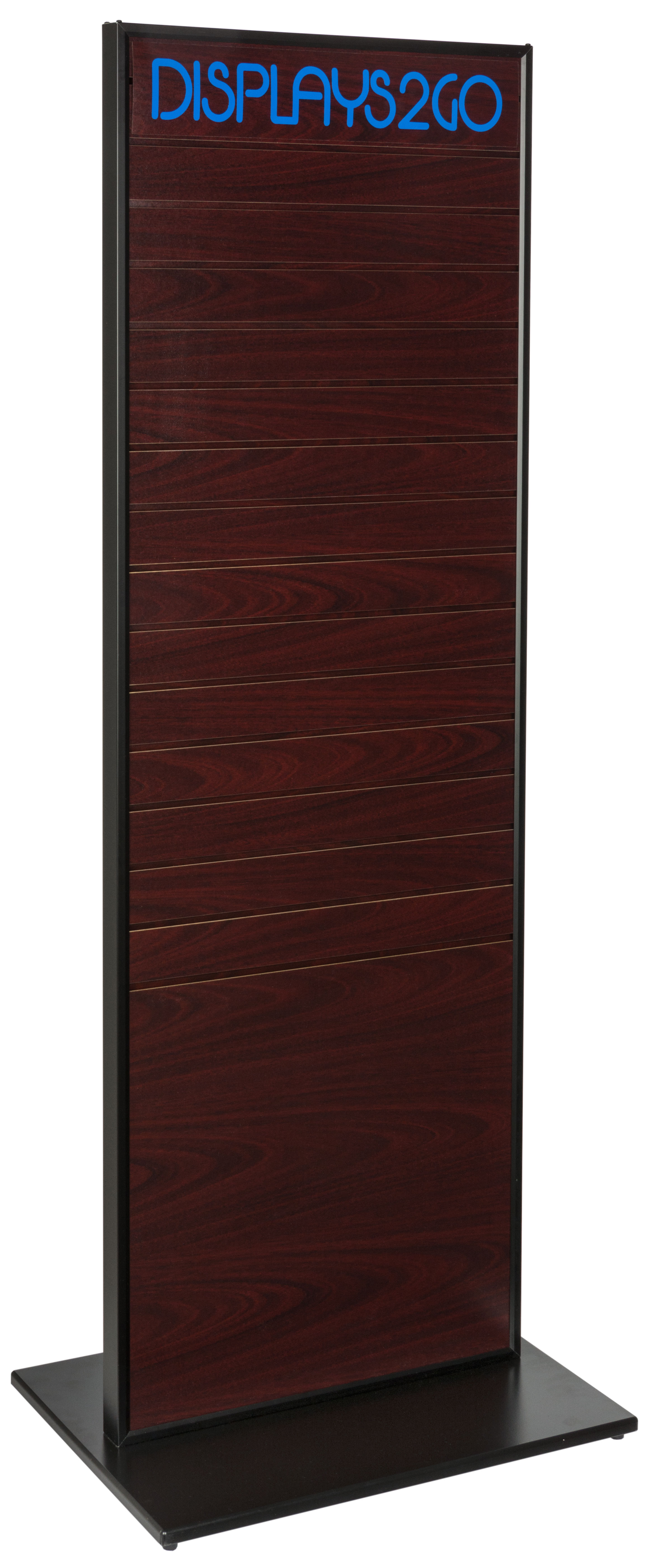 Red Mahogany Slatwall Kiosk | 2 Sided & Custom Header | Displays2Go
