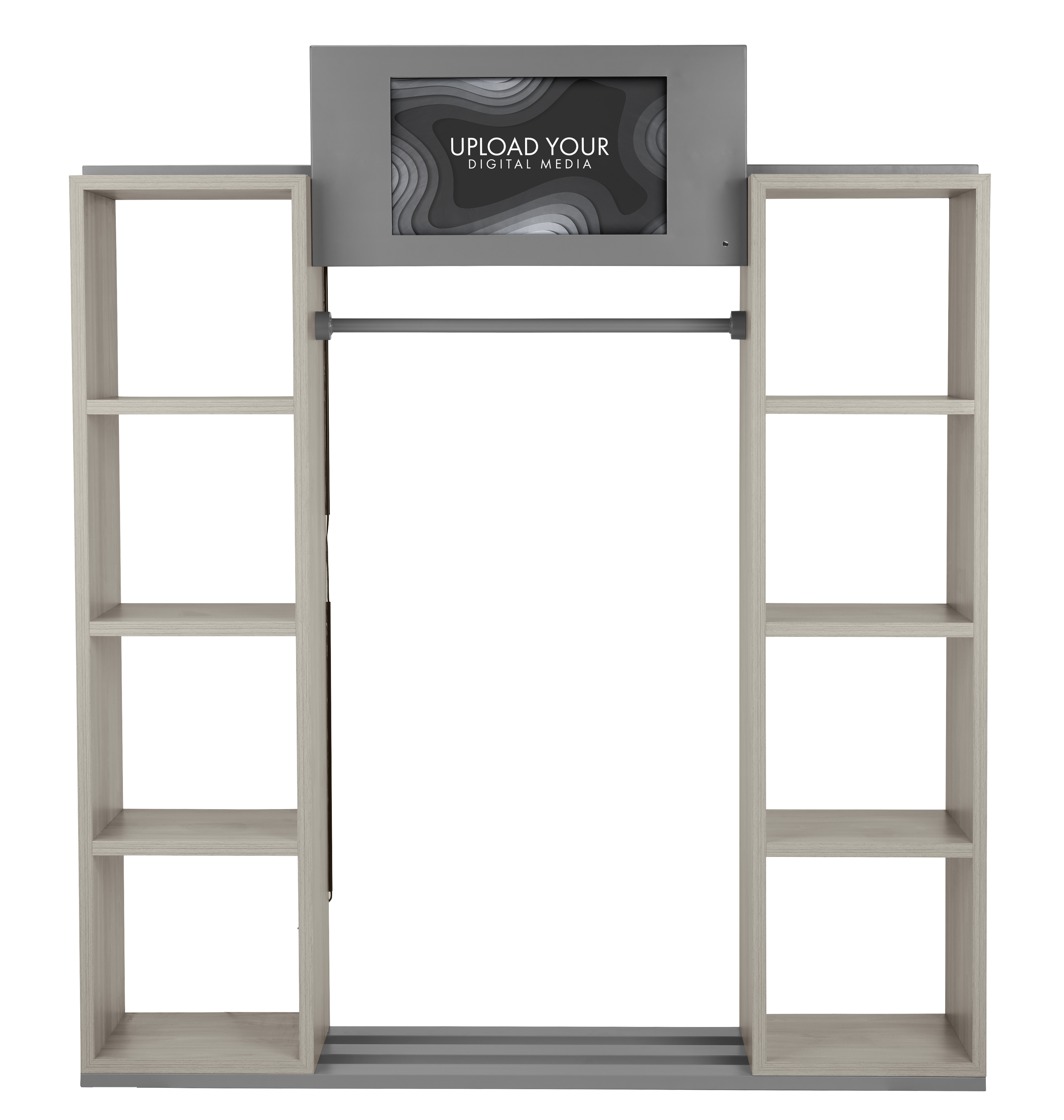 Digital Retail Garment Rack with Shelving| Plays Multi-Media | Displays2Go