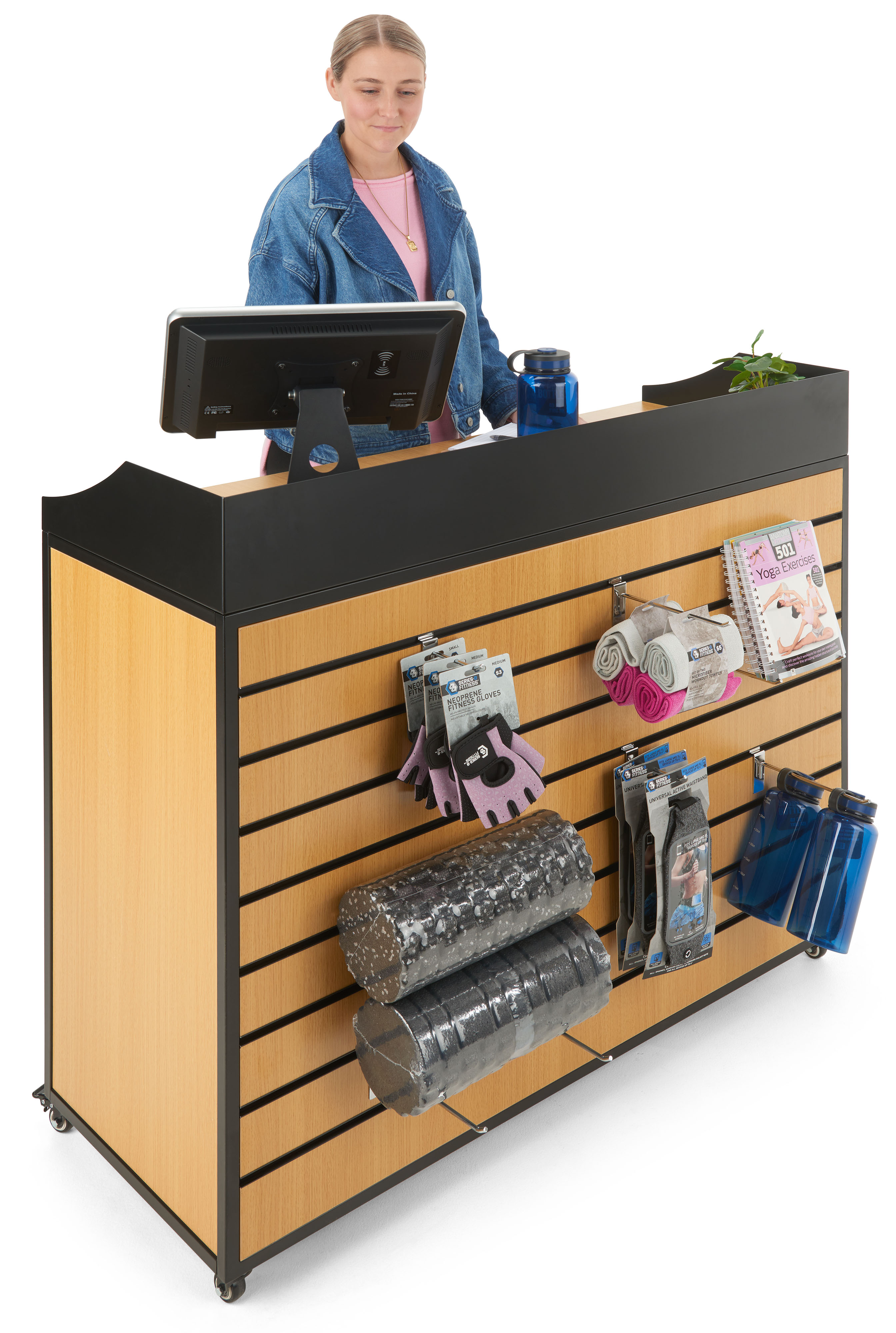 Slatwall Cash Wrap | Portable Rolling Design | Displays2Go