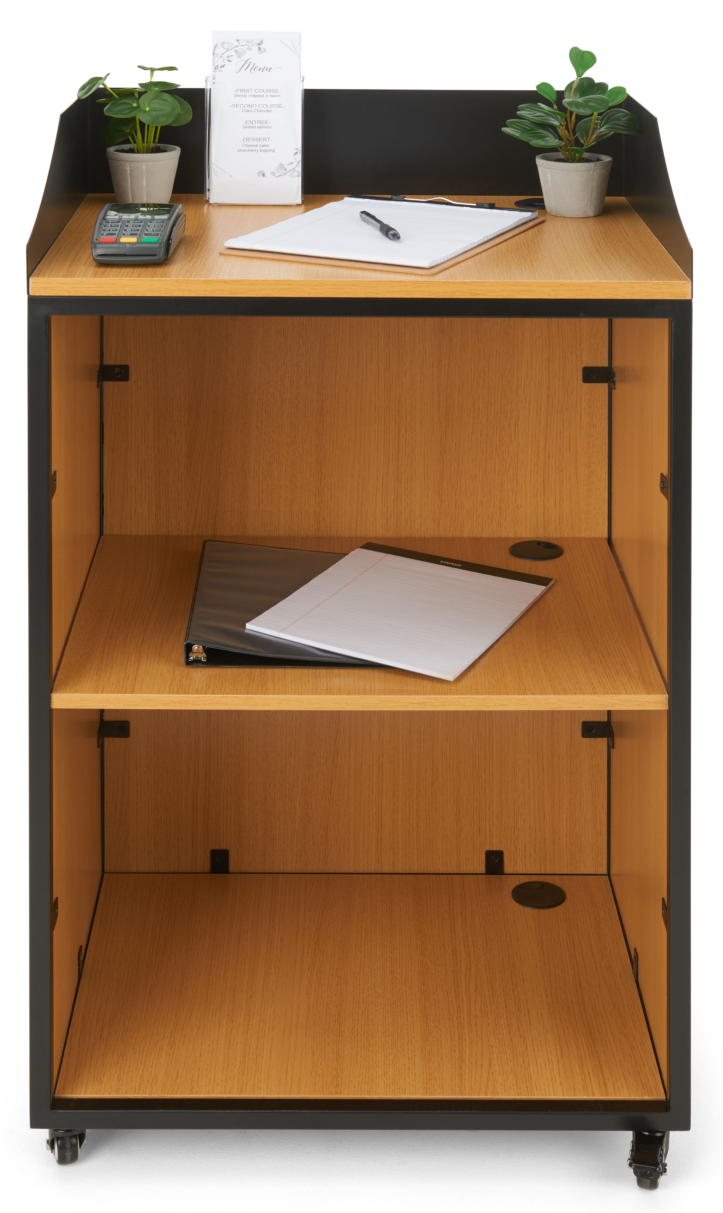 Counter with Slatwall Front | Locking Heavy Casters | Displays2Go