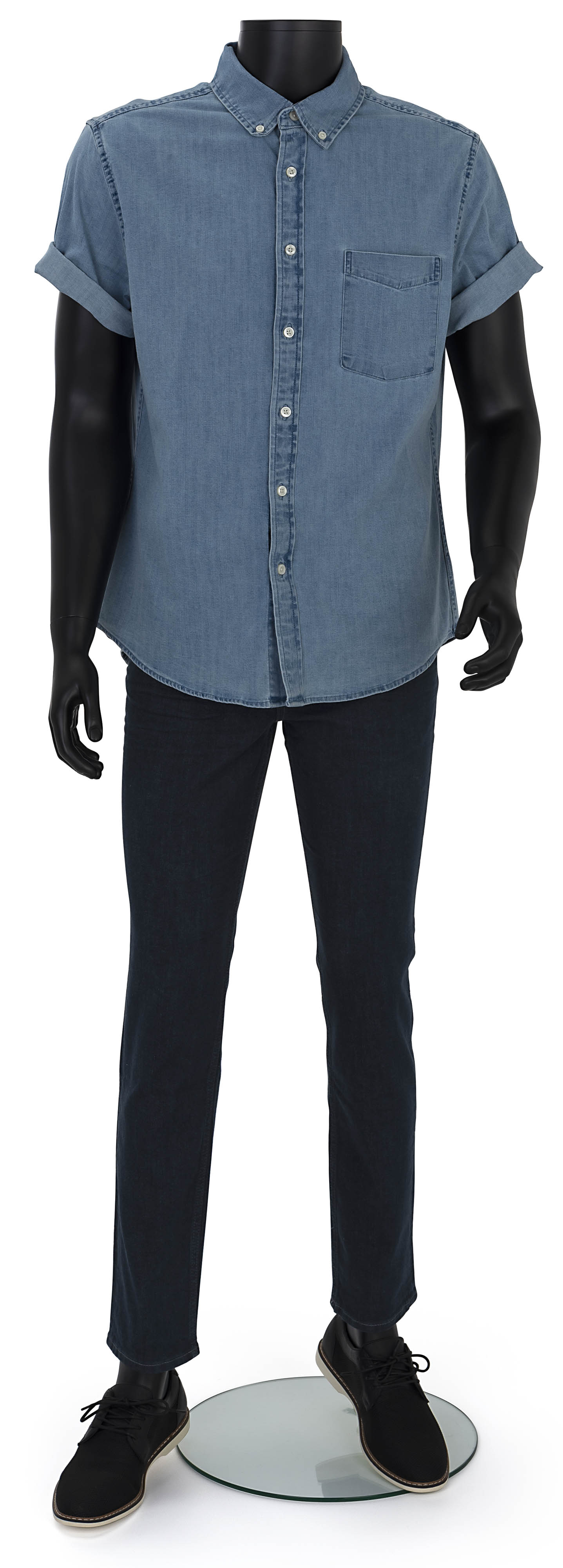 Headless Male Fashion Dummy | Tempered Glass Base | Displays2Go