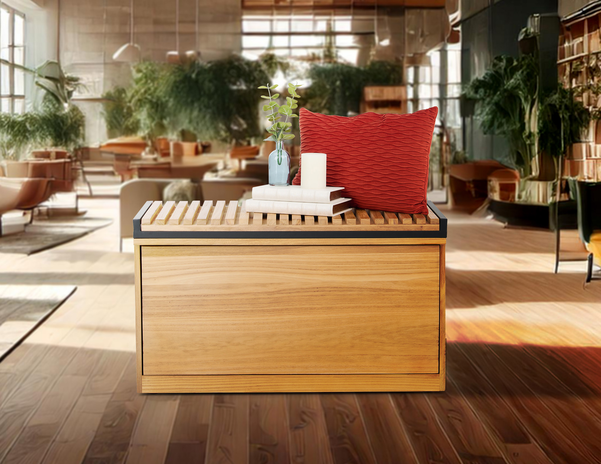 Retail Display Nesting Tables | Slatted Pine Natural Wood Finish ...