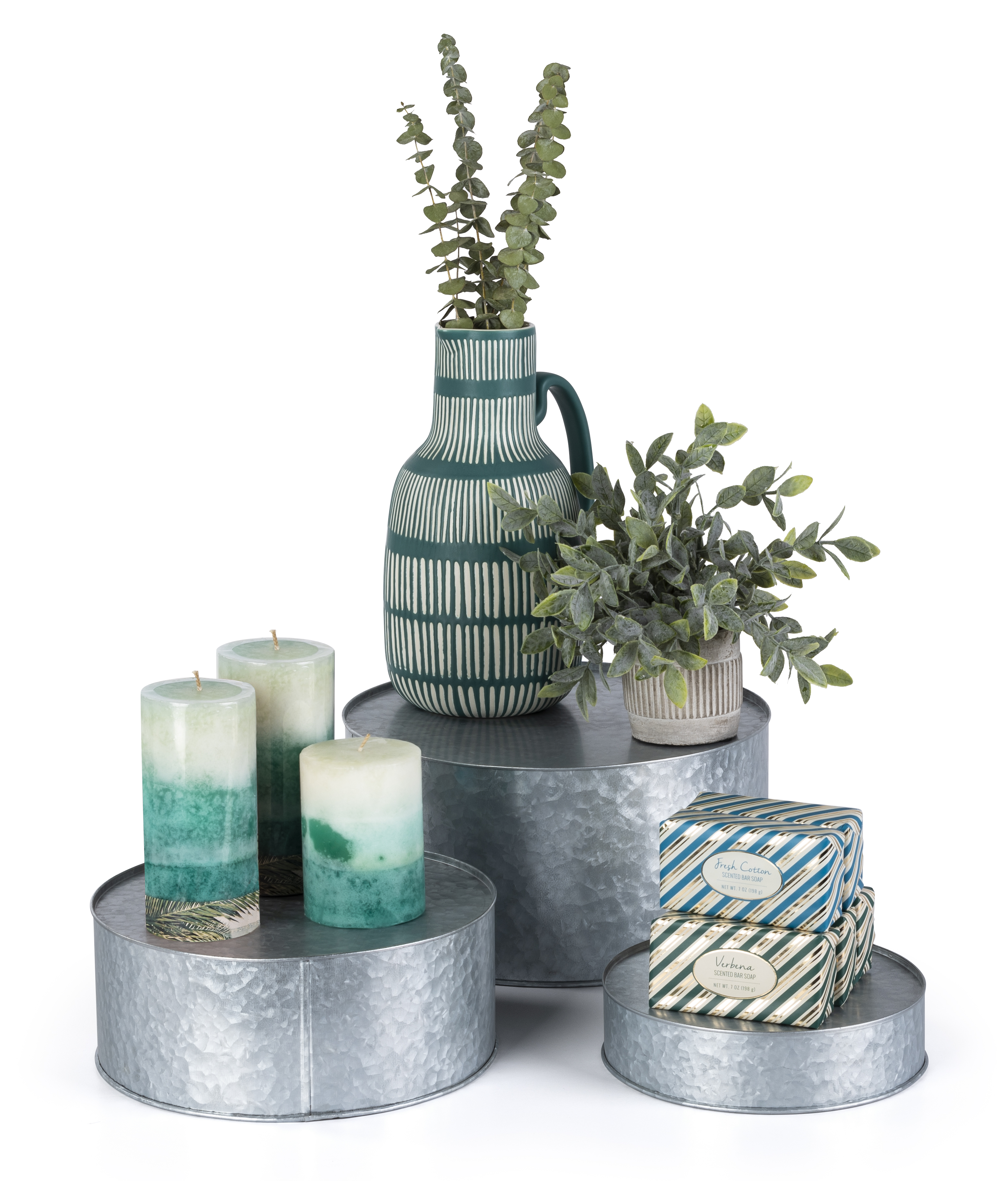 Round Galvanized Risers | Set of Three Sizes | Displays2Go