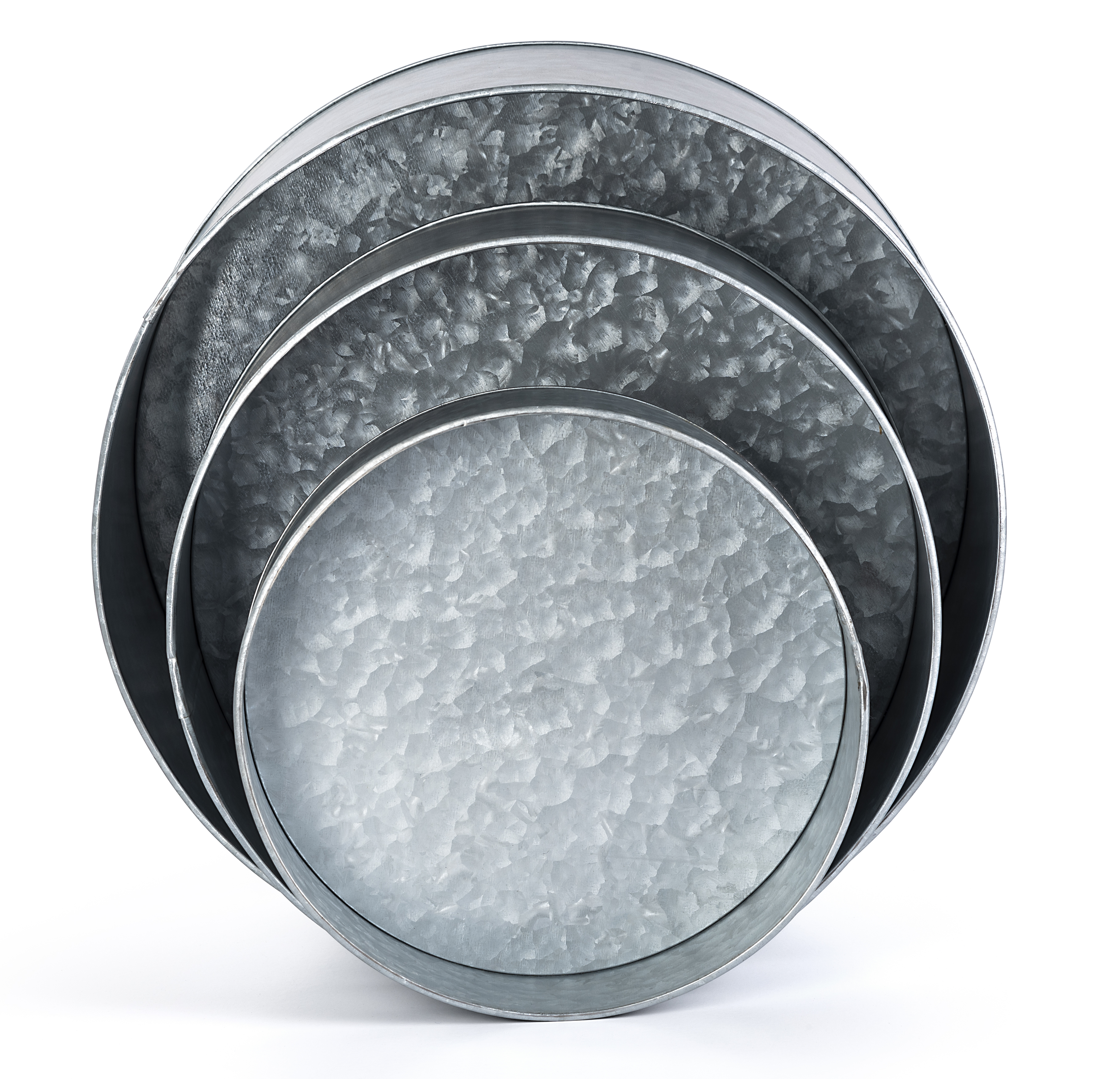 Round Galvanized Risers | Set of Three Sizes | Displays2Go