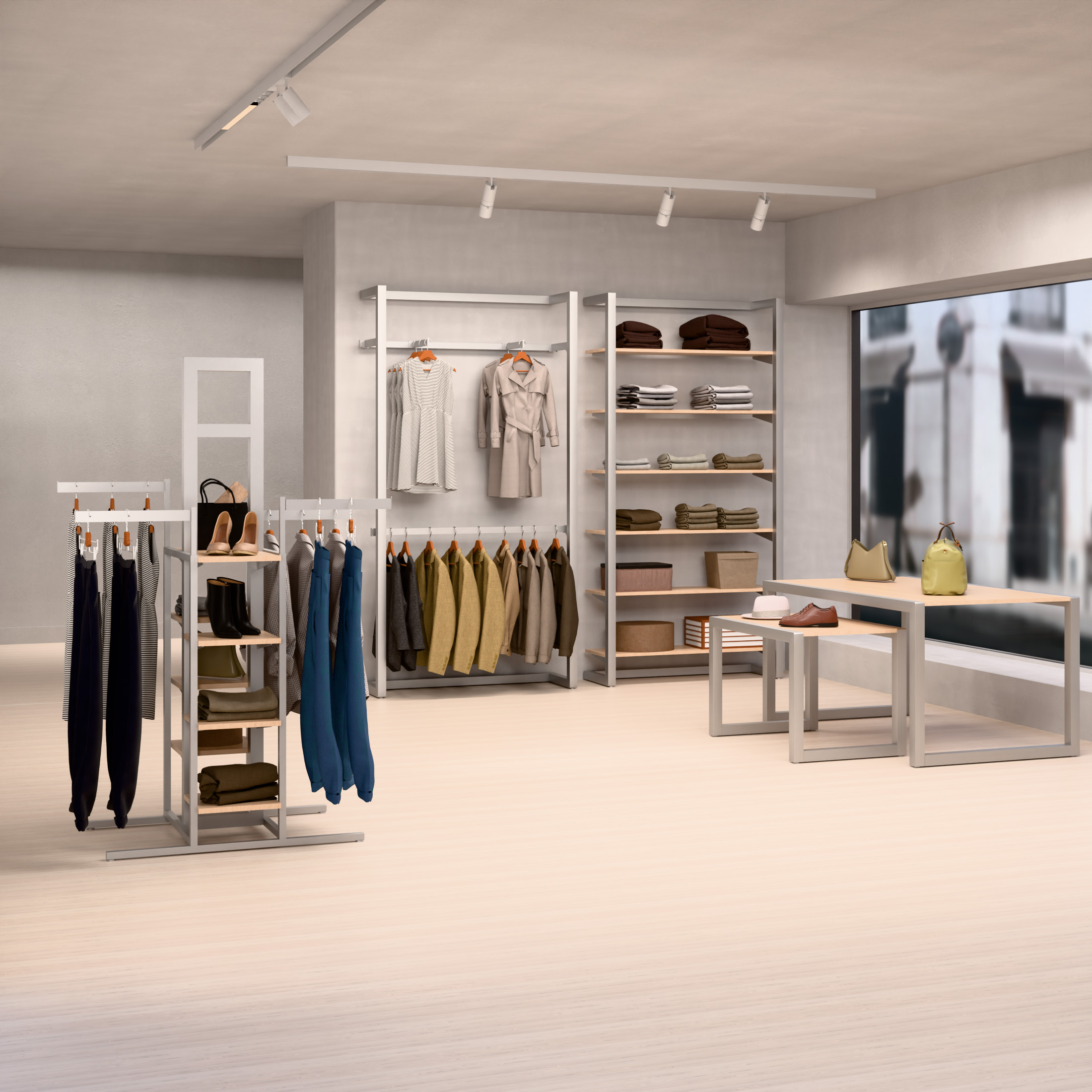 4-Way Display Clothing Display Rack | 8 Shelves | Displays2Go