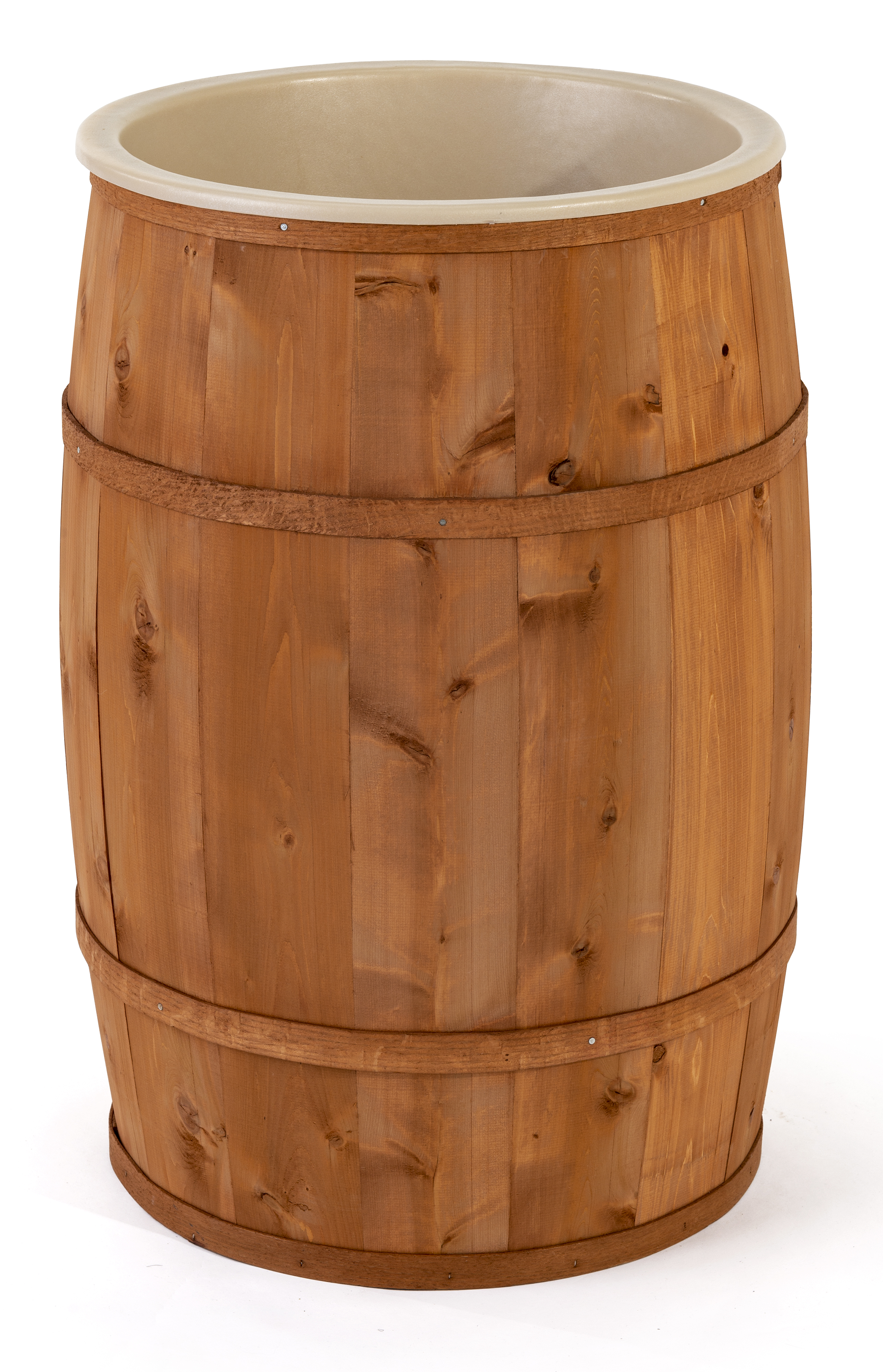 Food Grade Cedar Barrel | Removable Plastic Liner | Displays2Go