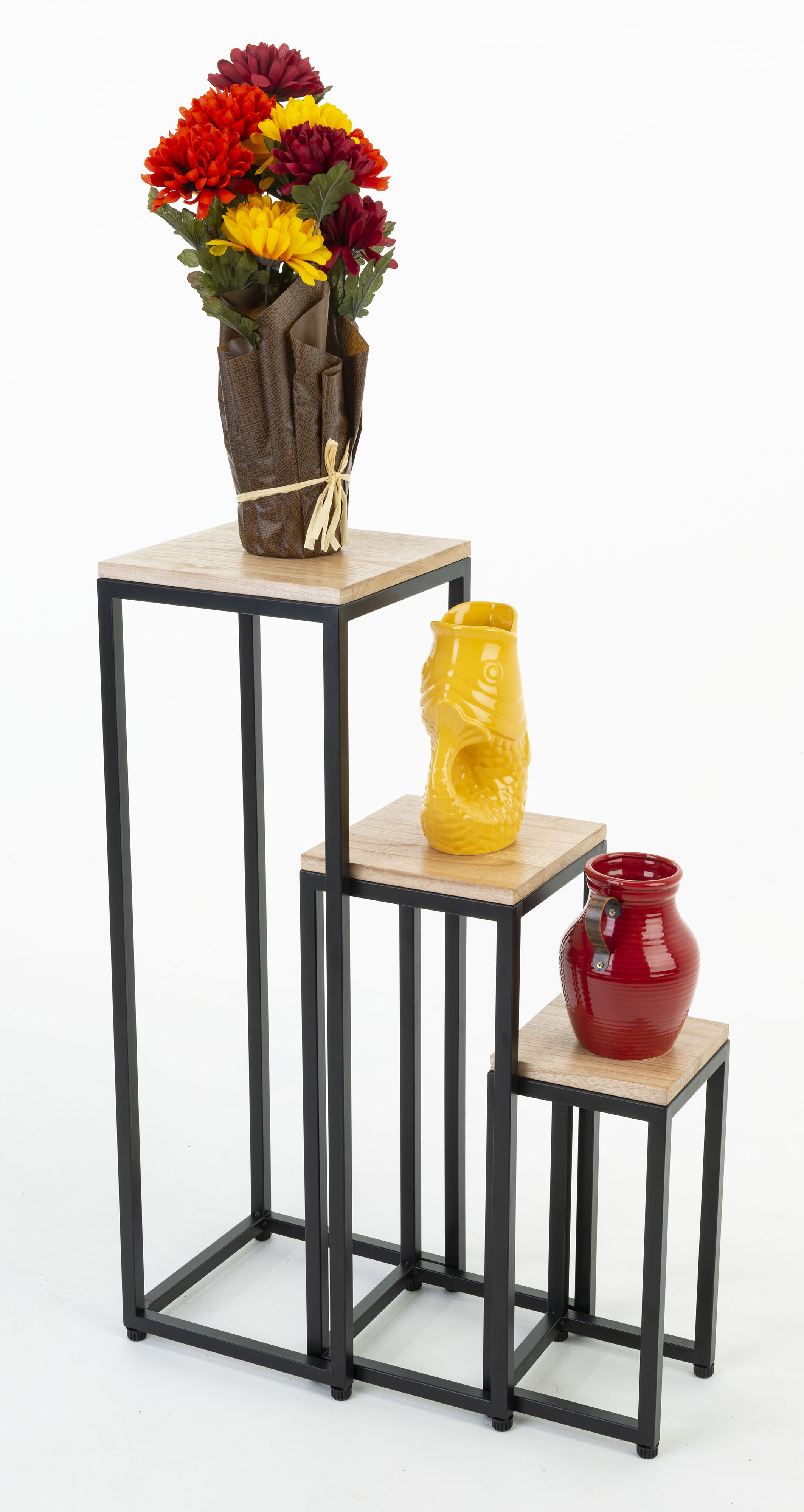 Wooden Display Tables | Set of 3 Natural Finish Nested Tables | Displays2Go