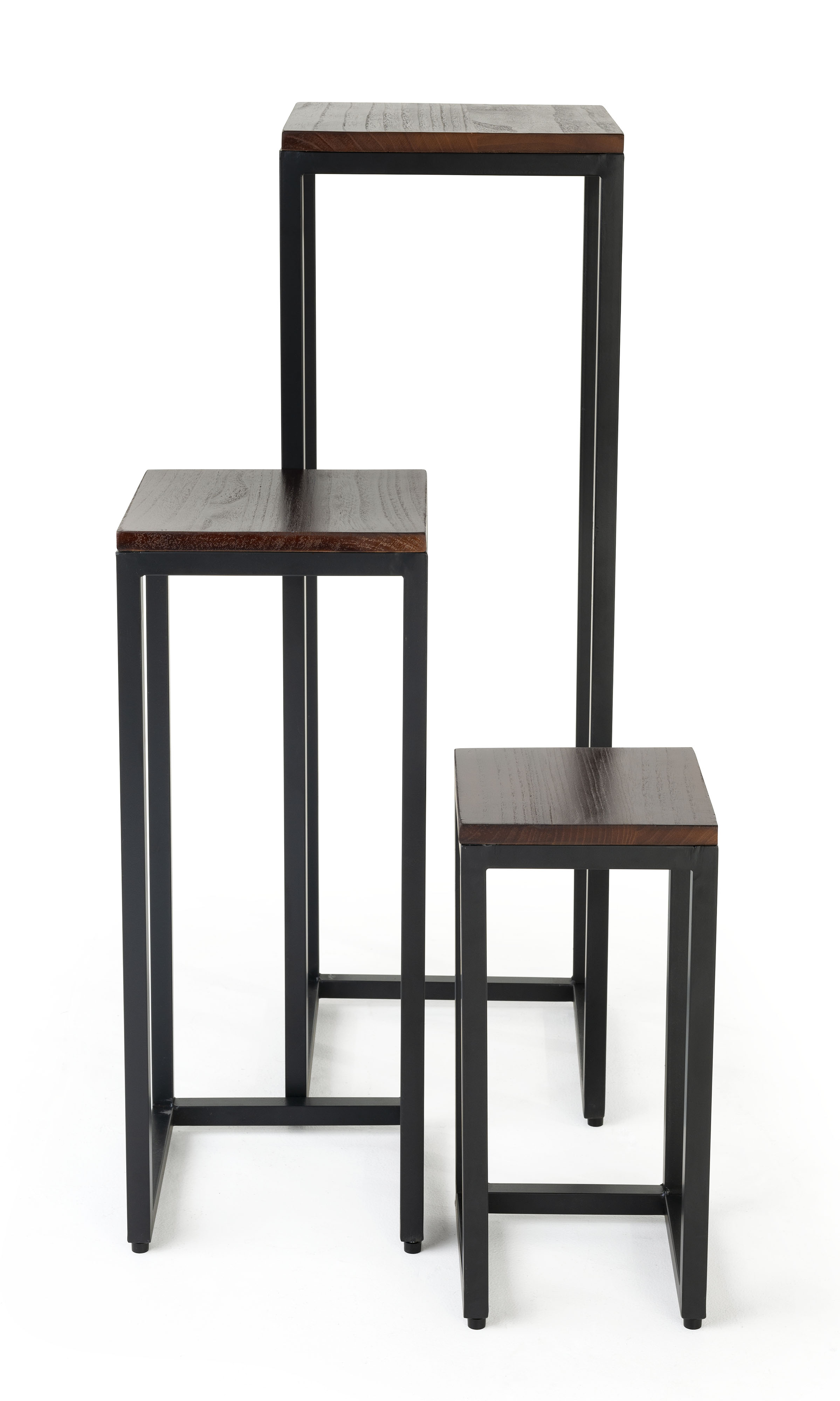 Rustic Wood Nesting Tables | Set of 3 with Dark Brown Finish | Displays2Go