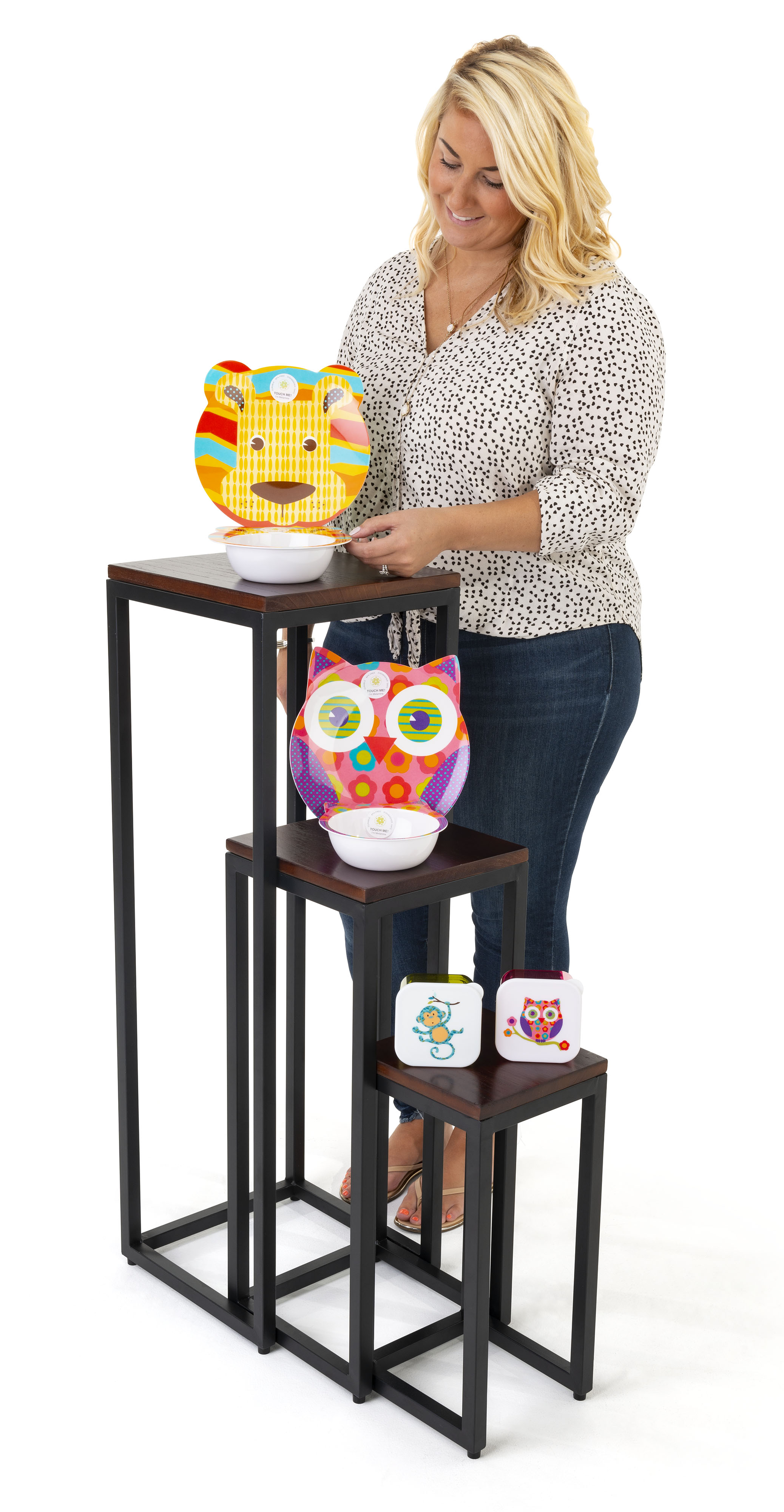 Rustic Wood Nesting Tables | Set of 3 with Dark Brown Finish | Displays2Go