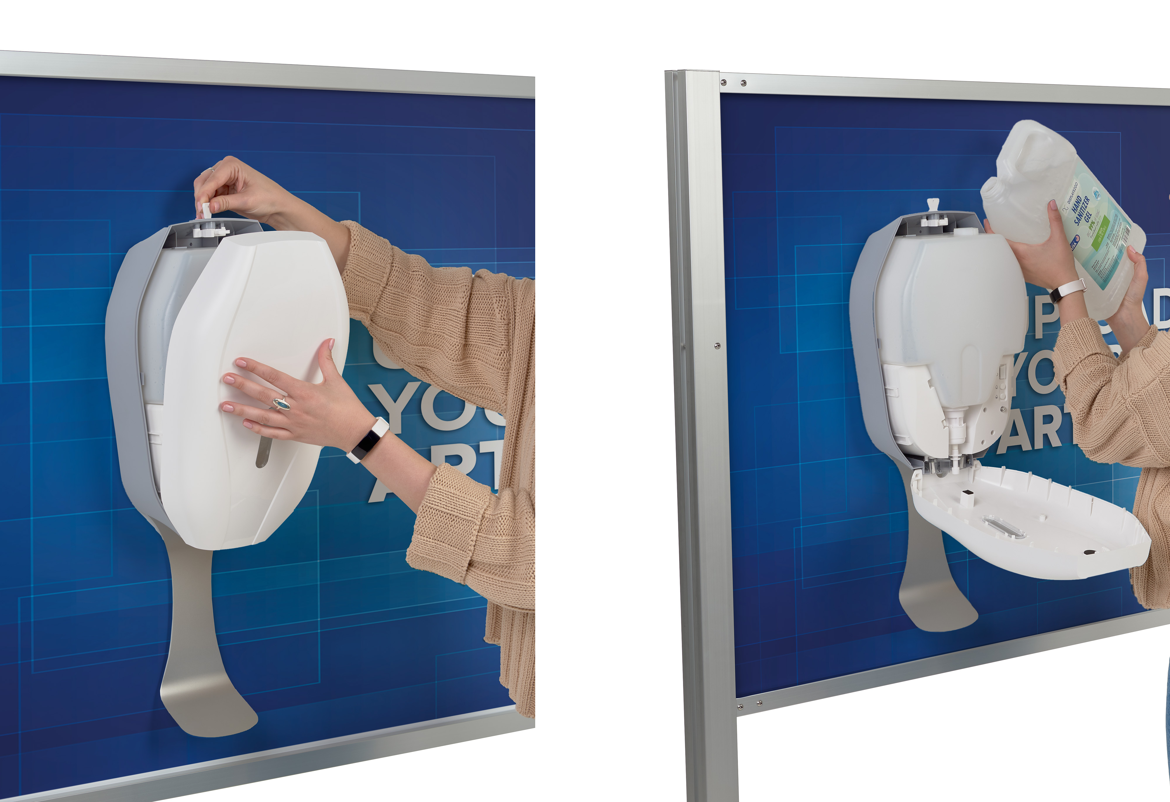 Multi-Dispenser Sanitizer Stand with Graphics | Custom Printed ...
