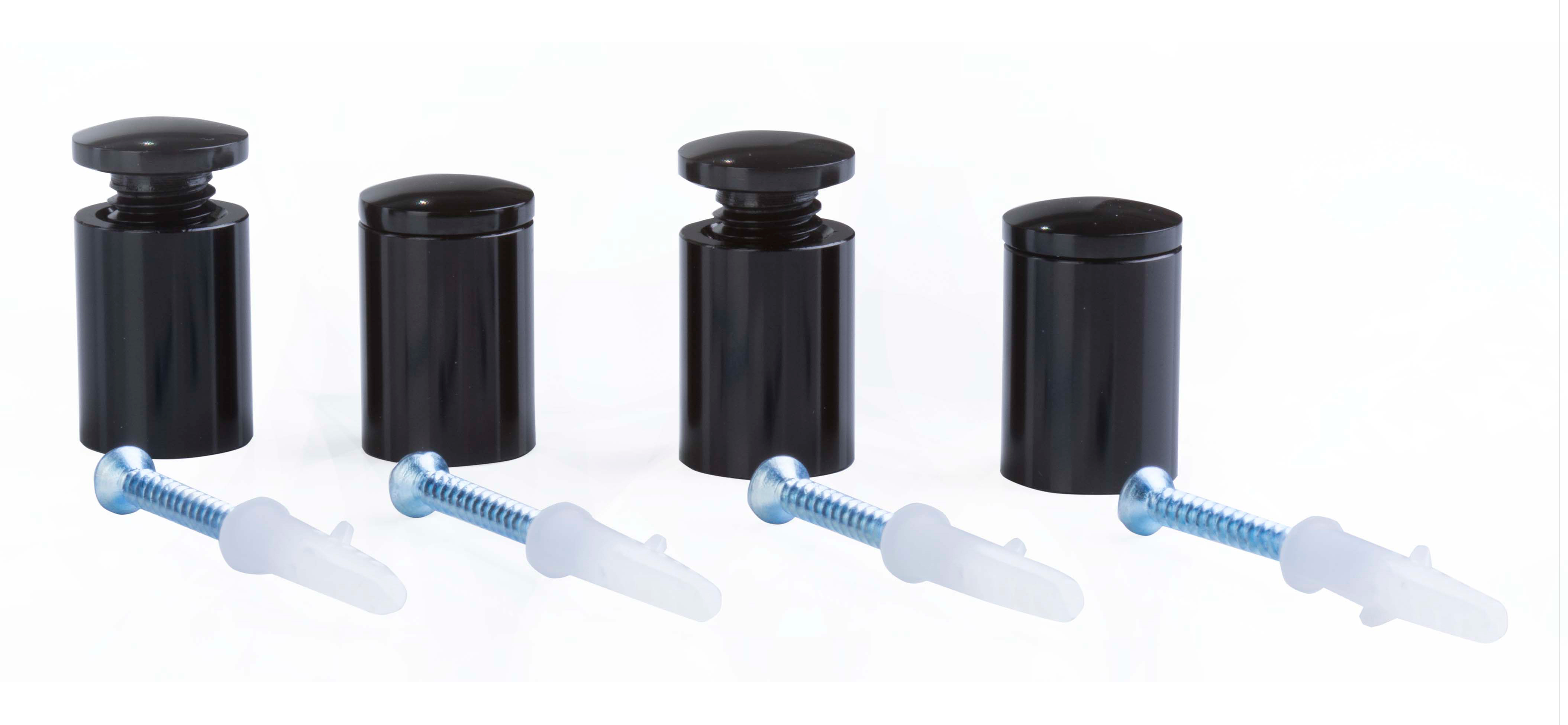 Black Sign Spacers | Set of (4) 1” Long Aluminum Standoffs | Displays2Go