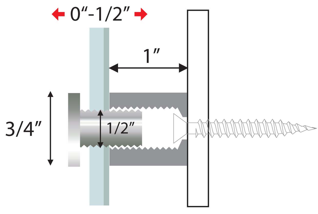 Black Sign Spacers | Set of (4) 1” Long Aluminum Standoffs | Displays2Go