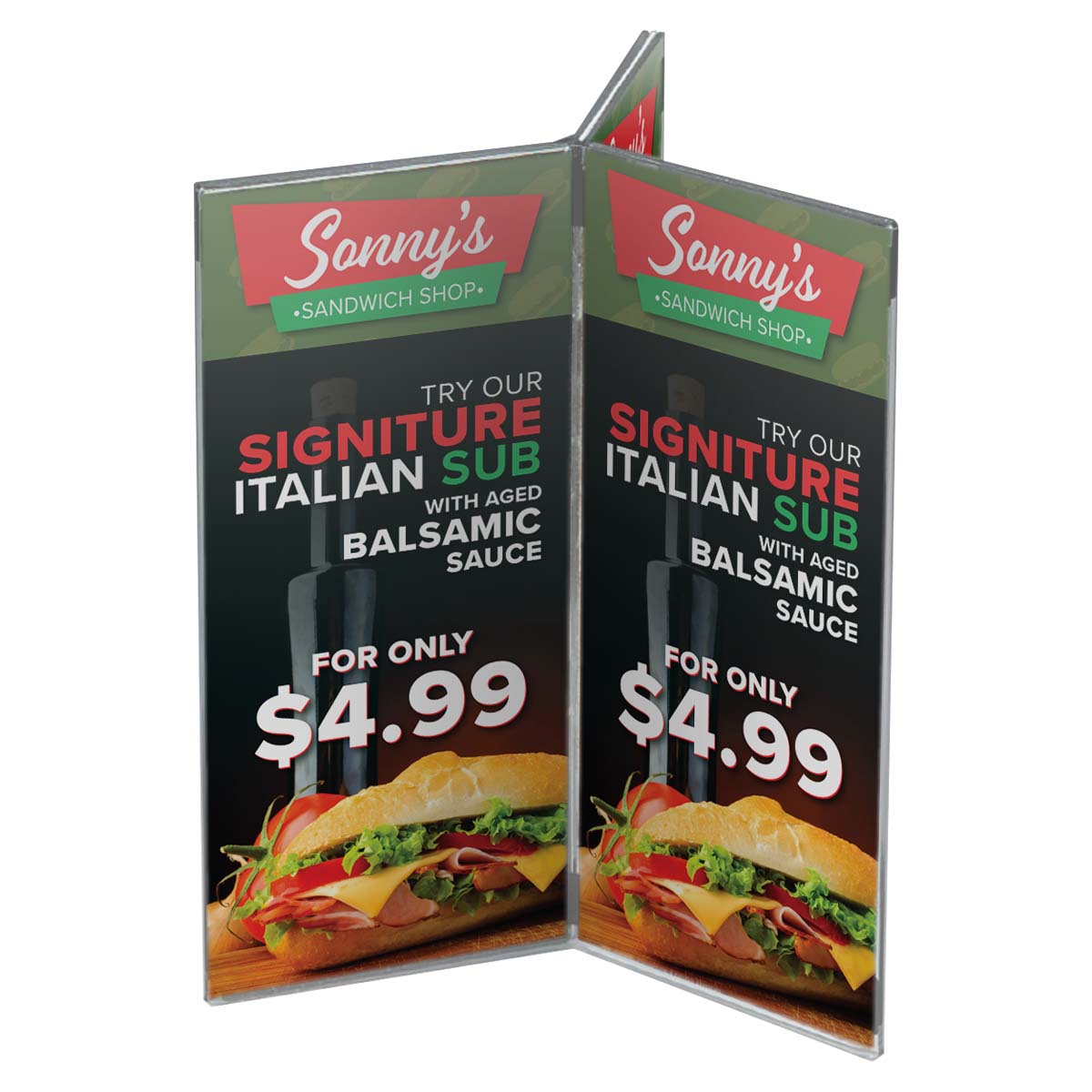 4" x 9" Six-Sided Table Tent - Acrylic Countertop Signage | Displays2Go