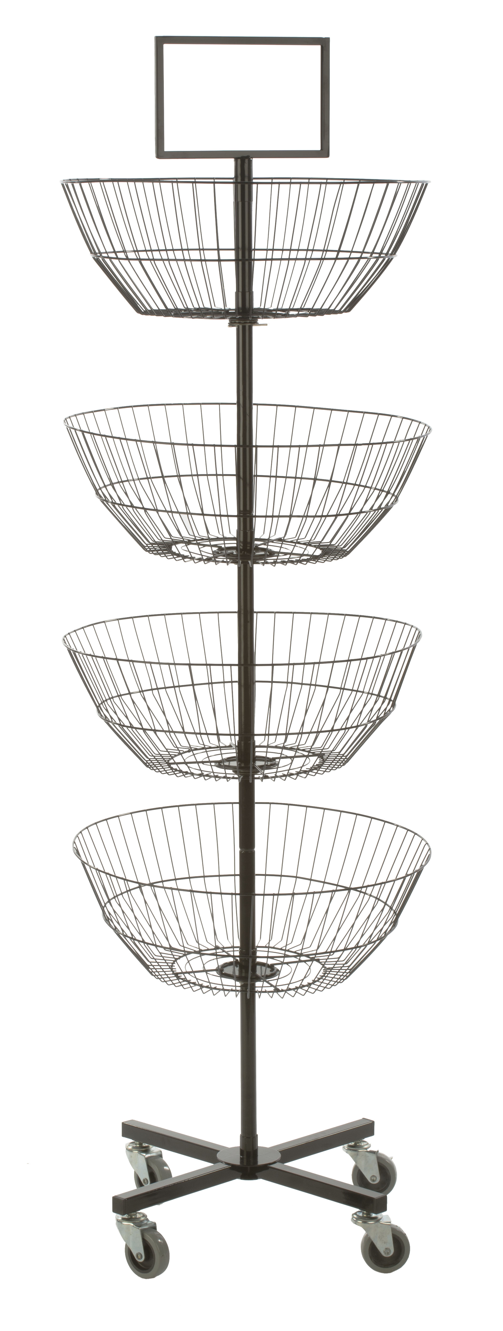 4 Tier Basket Stand | Individually Spinning Round Open Top Design ...