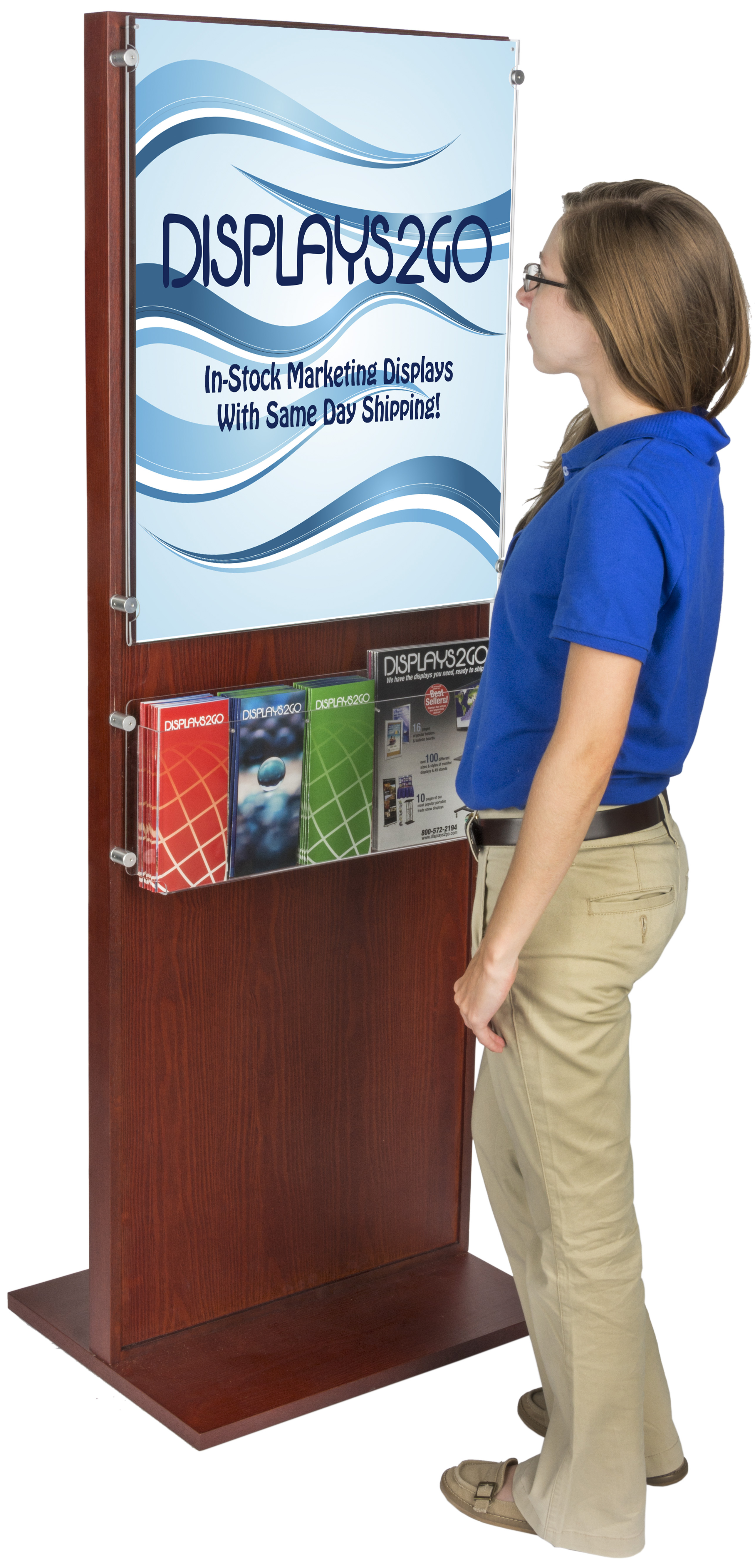 Poster Holder with 5 Pamphlet Compartments | Acrylic Panel | Displays2Go