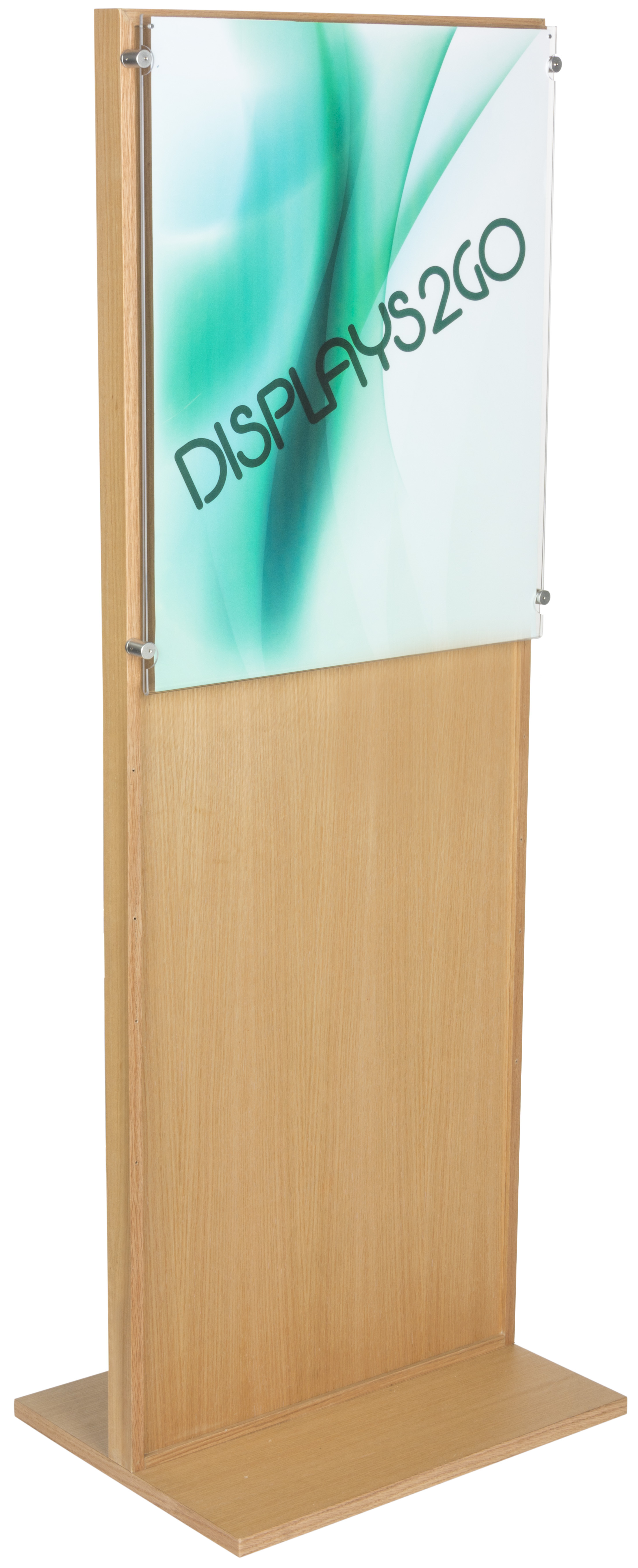 Freestanding Oak Poster Stand | Light Stain Finish | Displays2Go