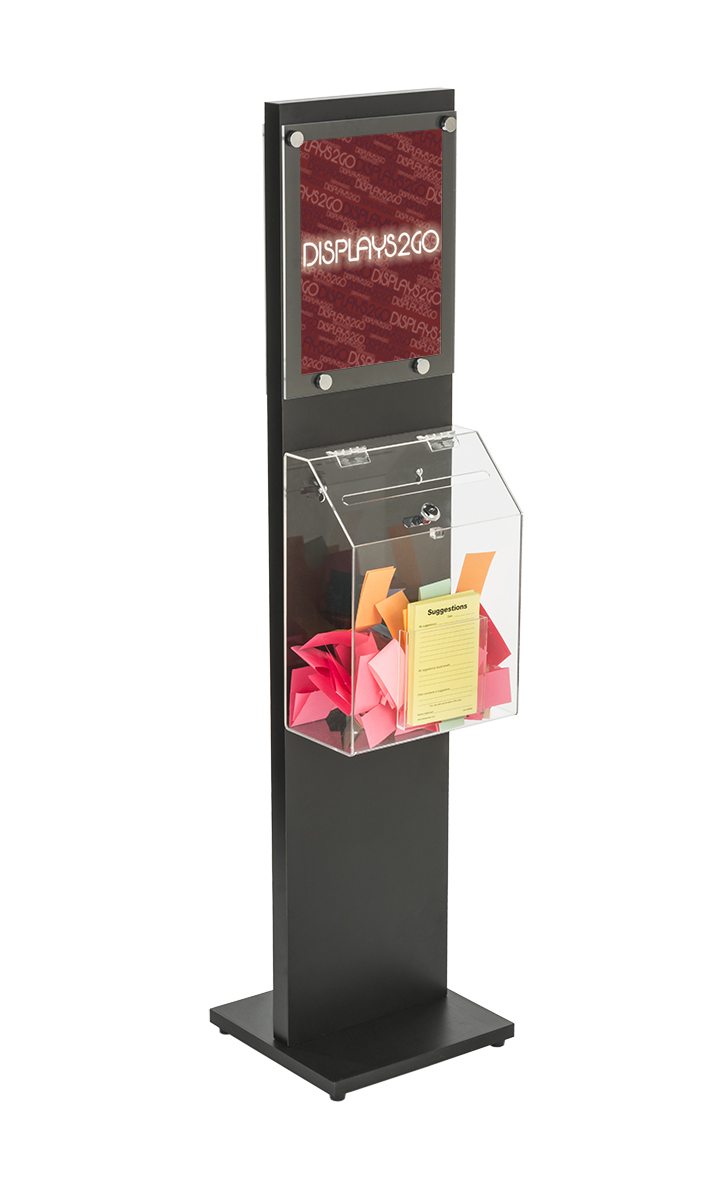 Black Floor Standing Lead Box | 1 Front Pocket | Displays2Go