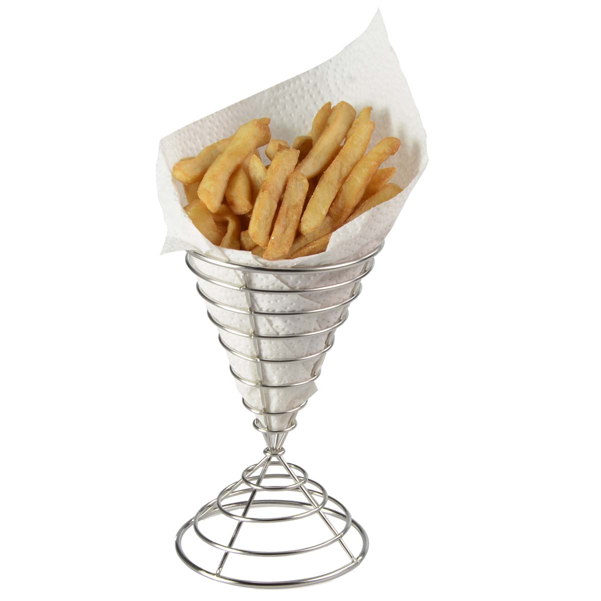 Holder For French Fries | Silver Finished Stainless Steel | Displays2Go