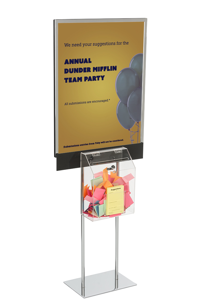 Silver Sign Stand with Sweepstakes Box | Double Sided | Displays2Go