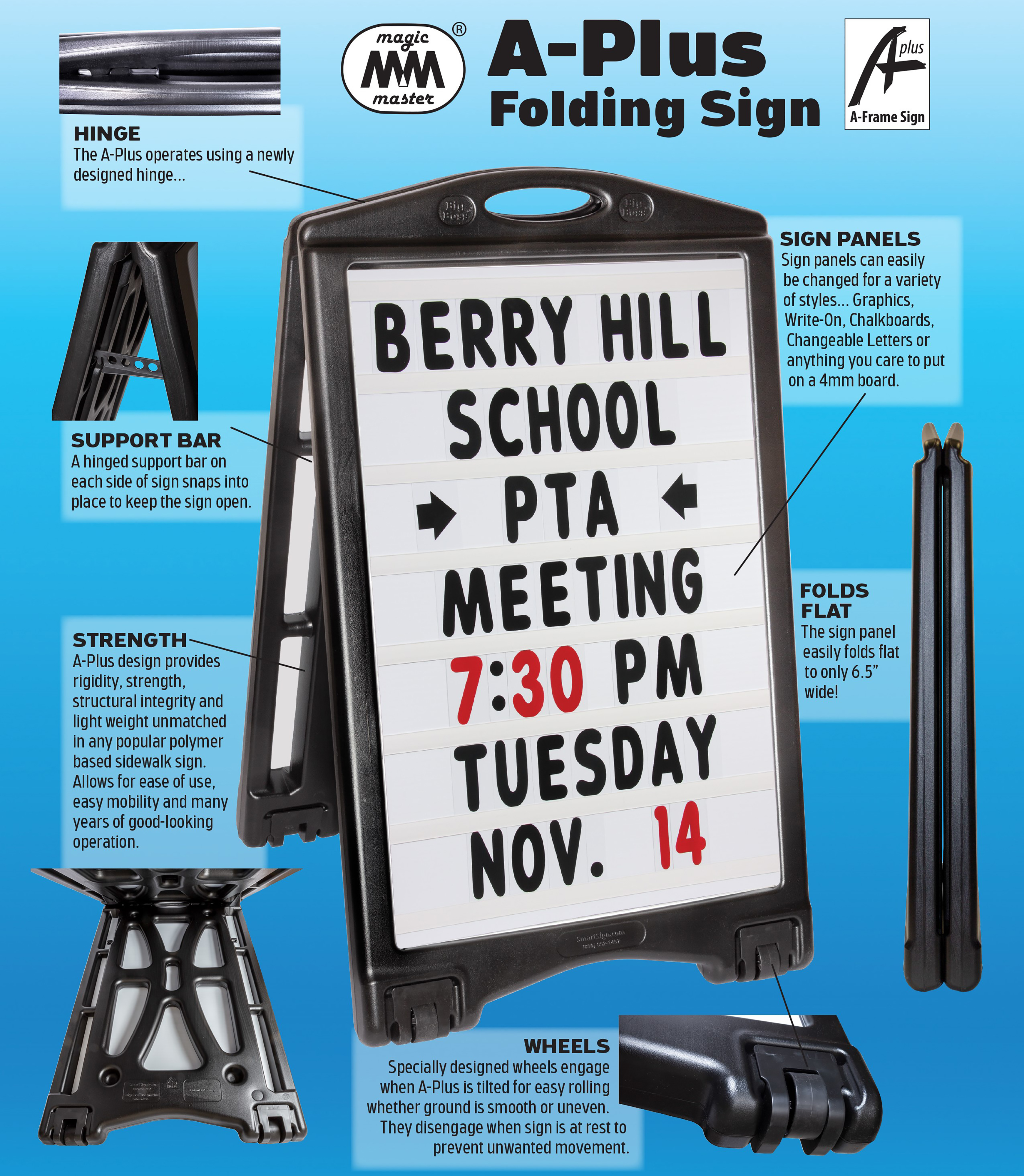 24 x 36 A-Frame Letter Board Sidewalk Sign | Collapsible & Mobile ...