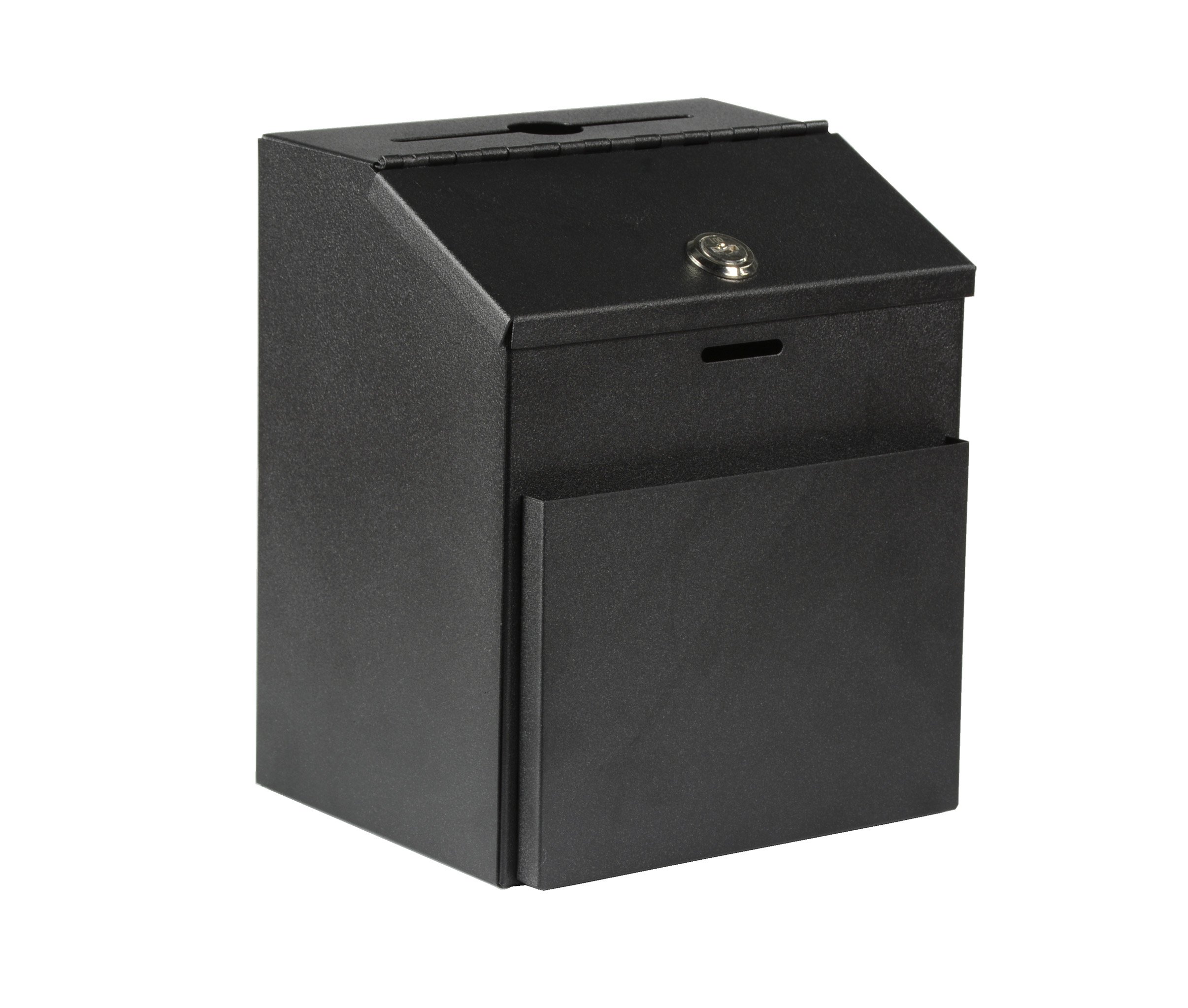 Metal Donation Box | Front Slip Holder & Top Lock | Displays2Go