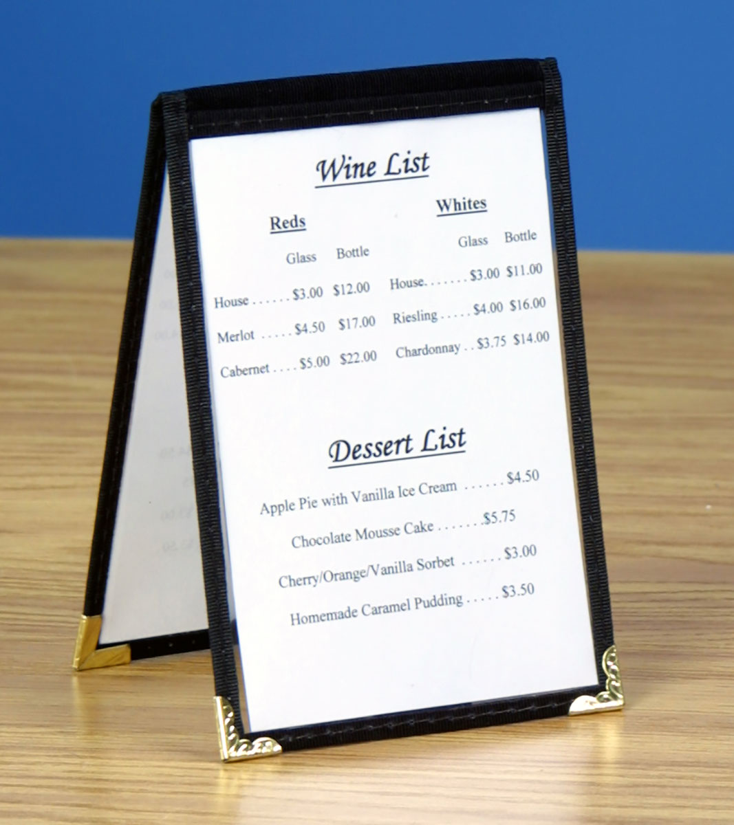 Table Tent Menu Holder - Black Vinyl Leatherette | Displays2Go