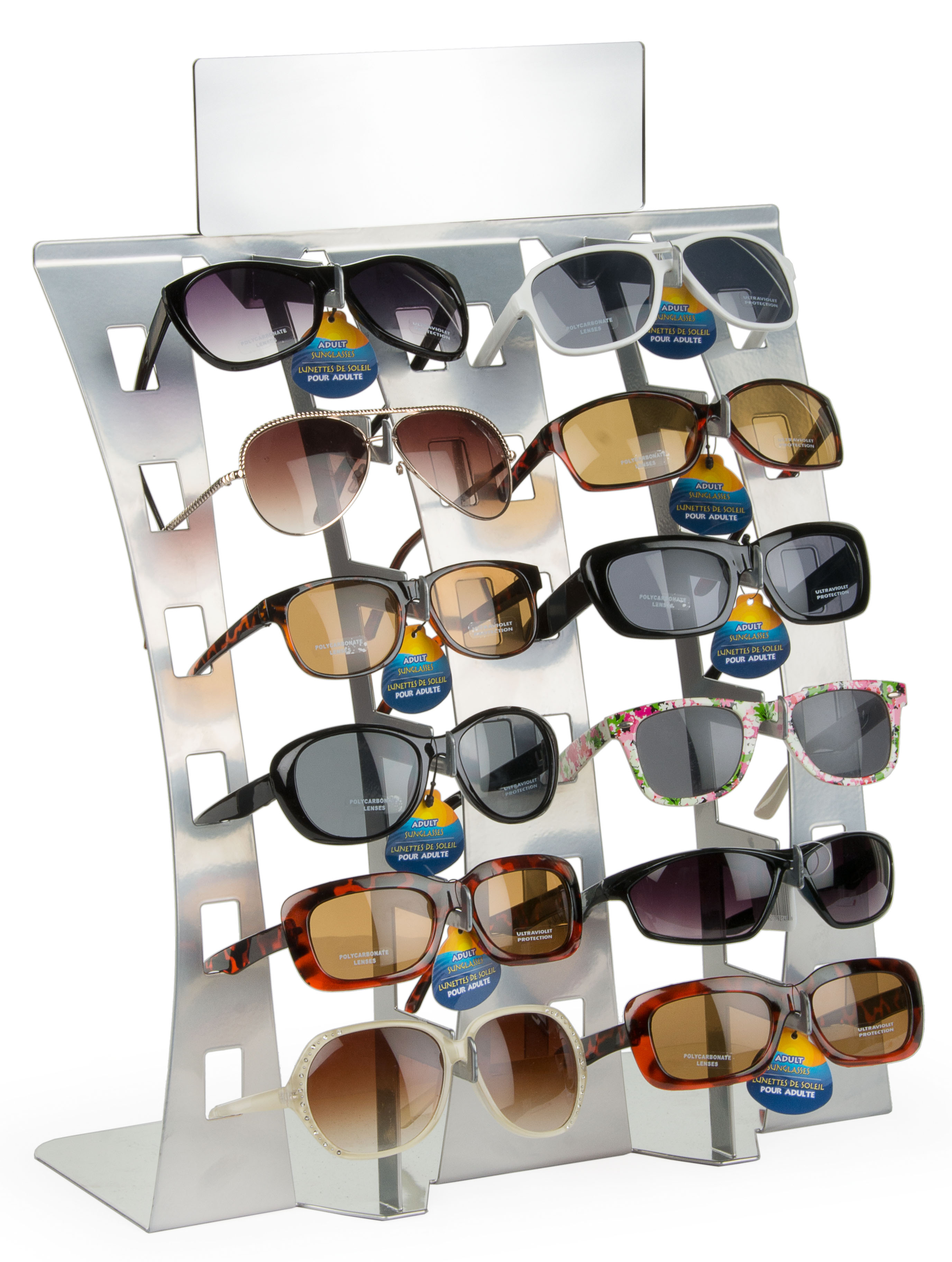 Sunglass Display Rack | Silver Countertop Holder for (12) Pairs ...