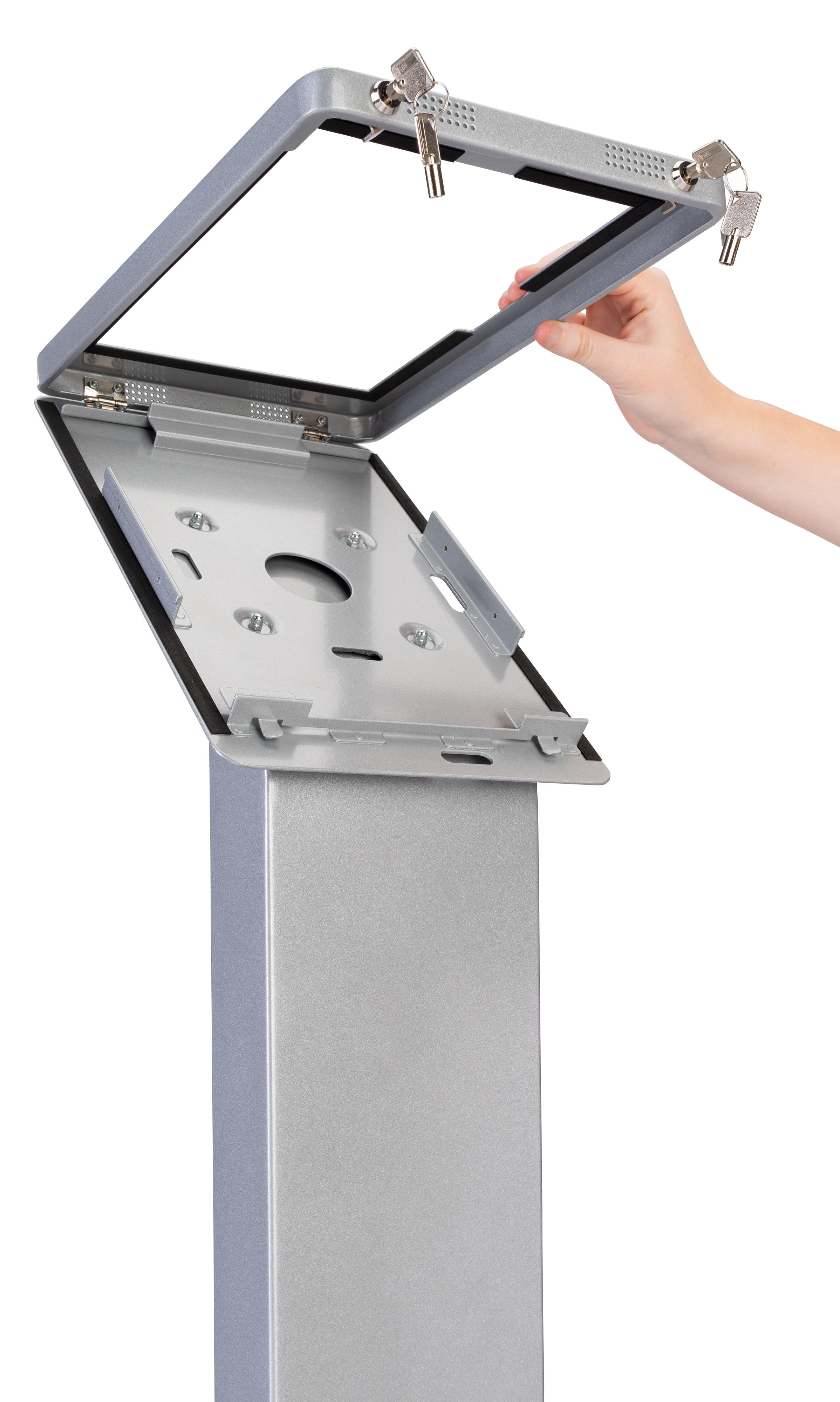 Pillar Base Surface Pro Floor Stand Enclosure | Silver Aluminum ...