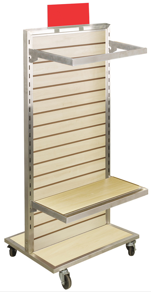 Rolling Slatwall Gondola | Maple Laminate Panel | Displays2Go