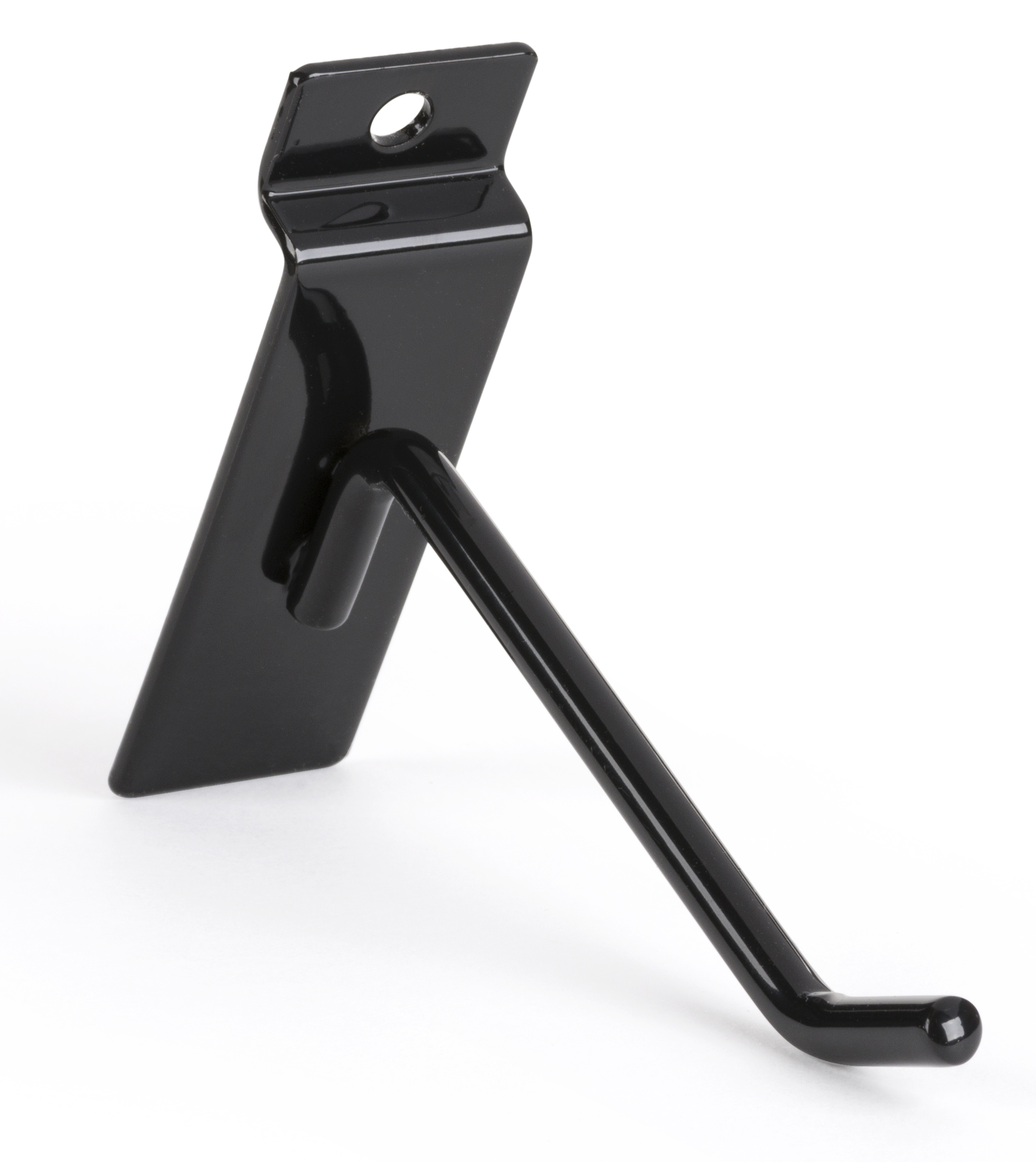 Slatwall 4" Black Single Hook Pin | 30° Angled Tip | Displays2go