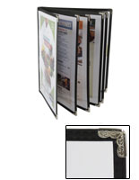 Black Menu Sleeve | Silver Corner Portectors - Holds (8) Sheets