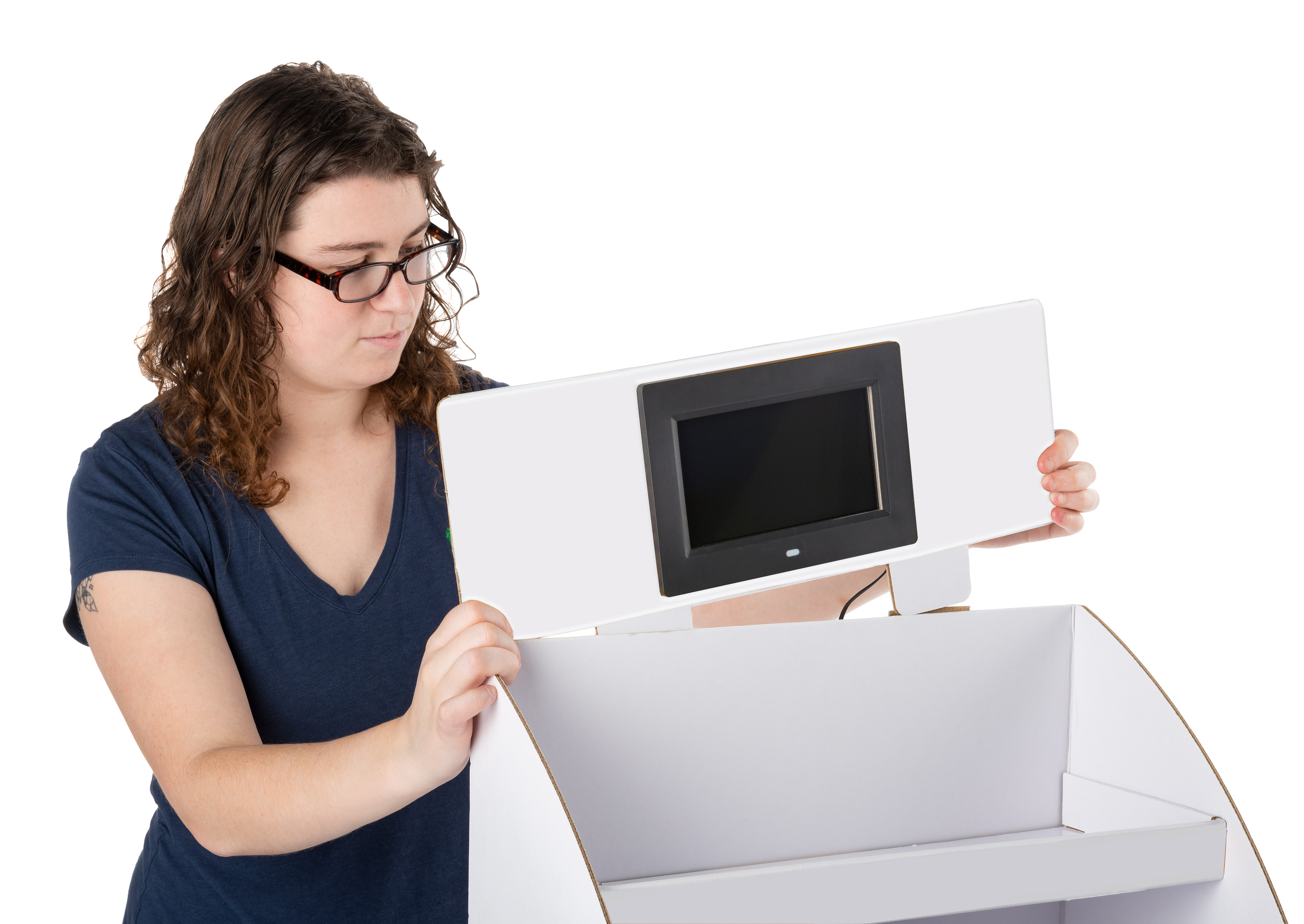 Digital Cardboard Tiered Counter Display Stand | 7” Screen | Displays2Go