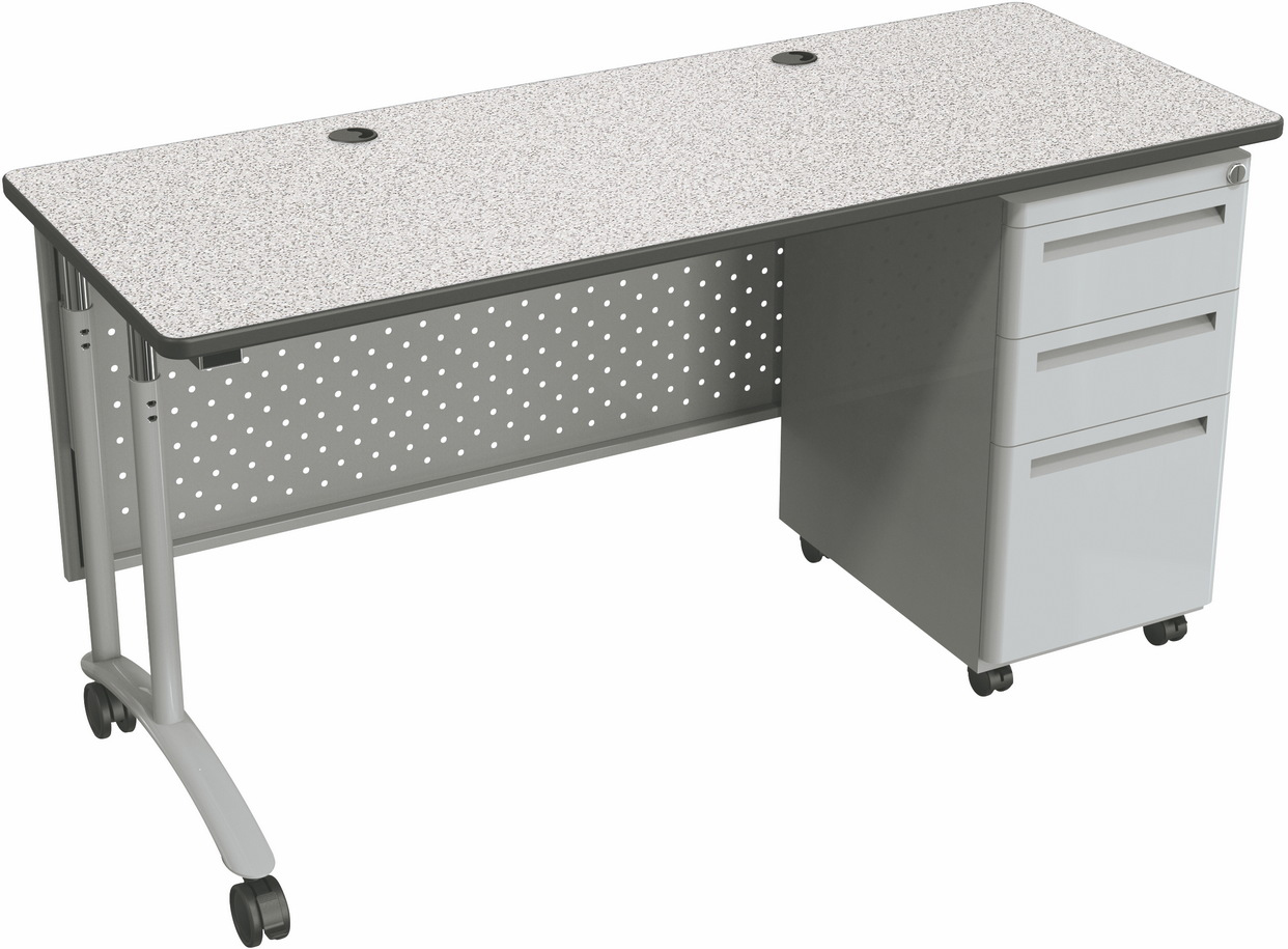 Standing Office Desk | Perforated Modesty Panel | Displays2Go