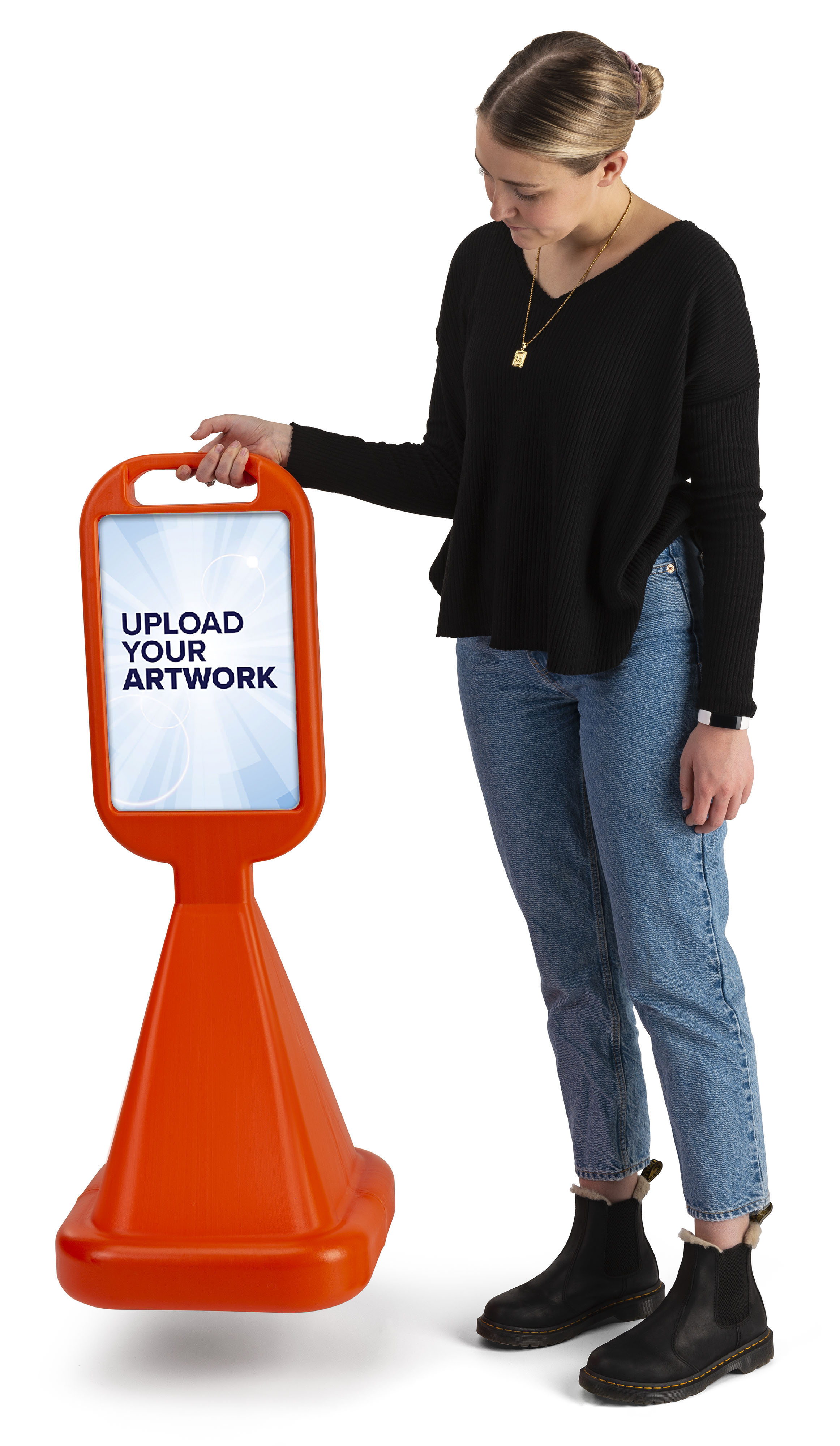 Traffic Cone Sidewalk Sign | Weatherproof Design for Outside Use ...