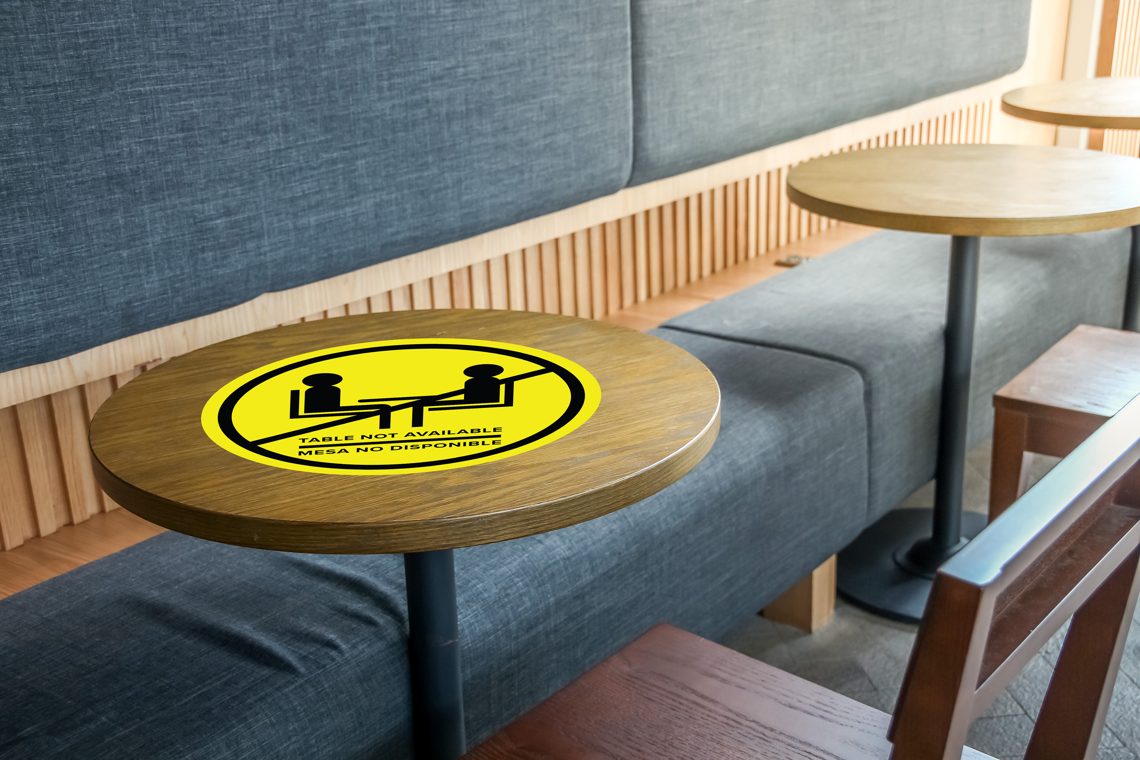 Bilingual Social Distancing Table Decal | Self-Adhesive Backing ...