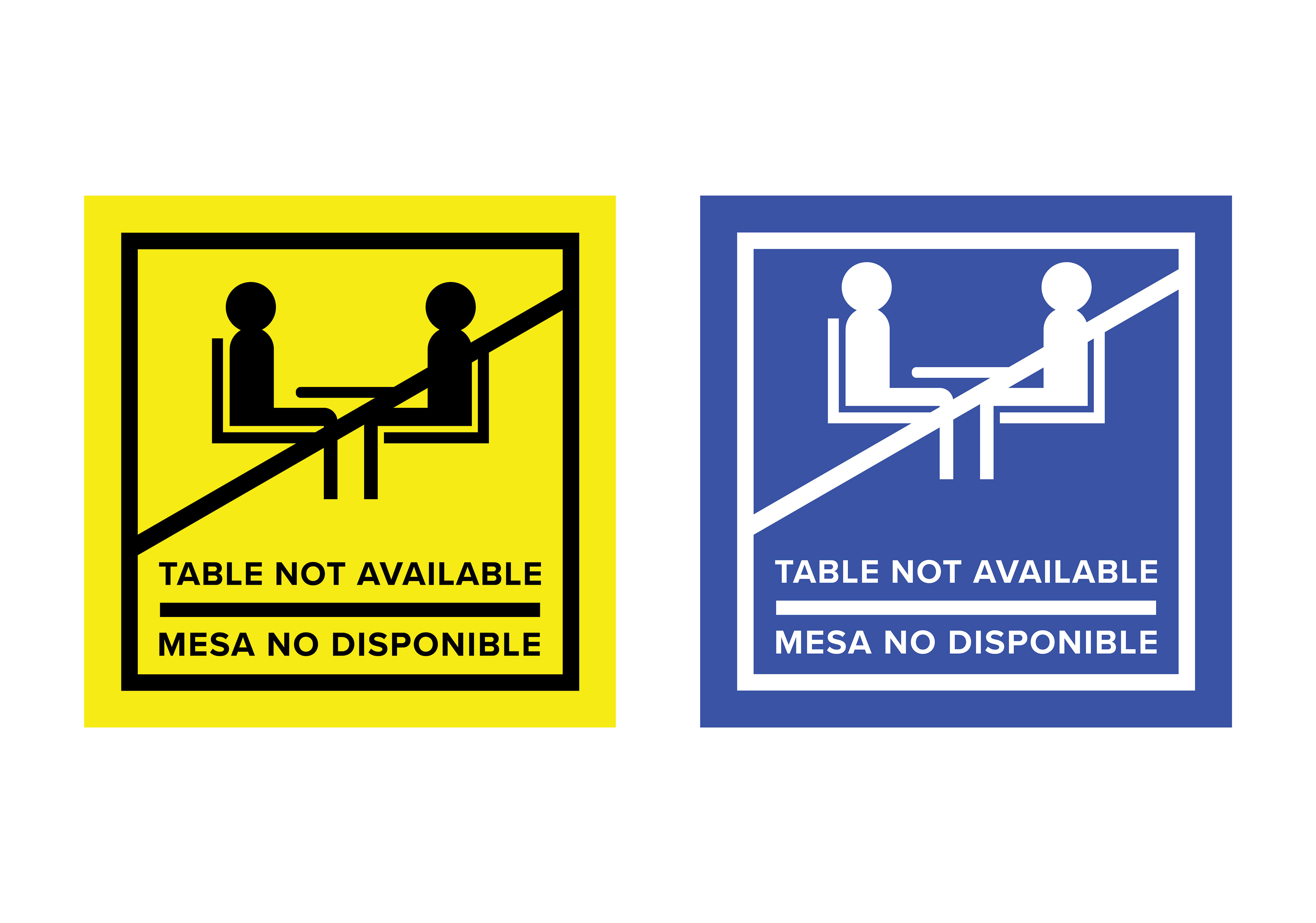 No Seating Bilingual Table Top Sticker | Pre-Printed Graphics