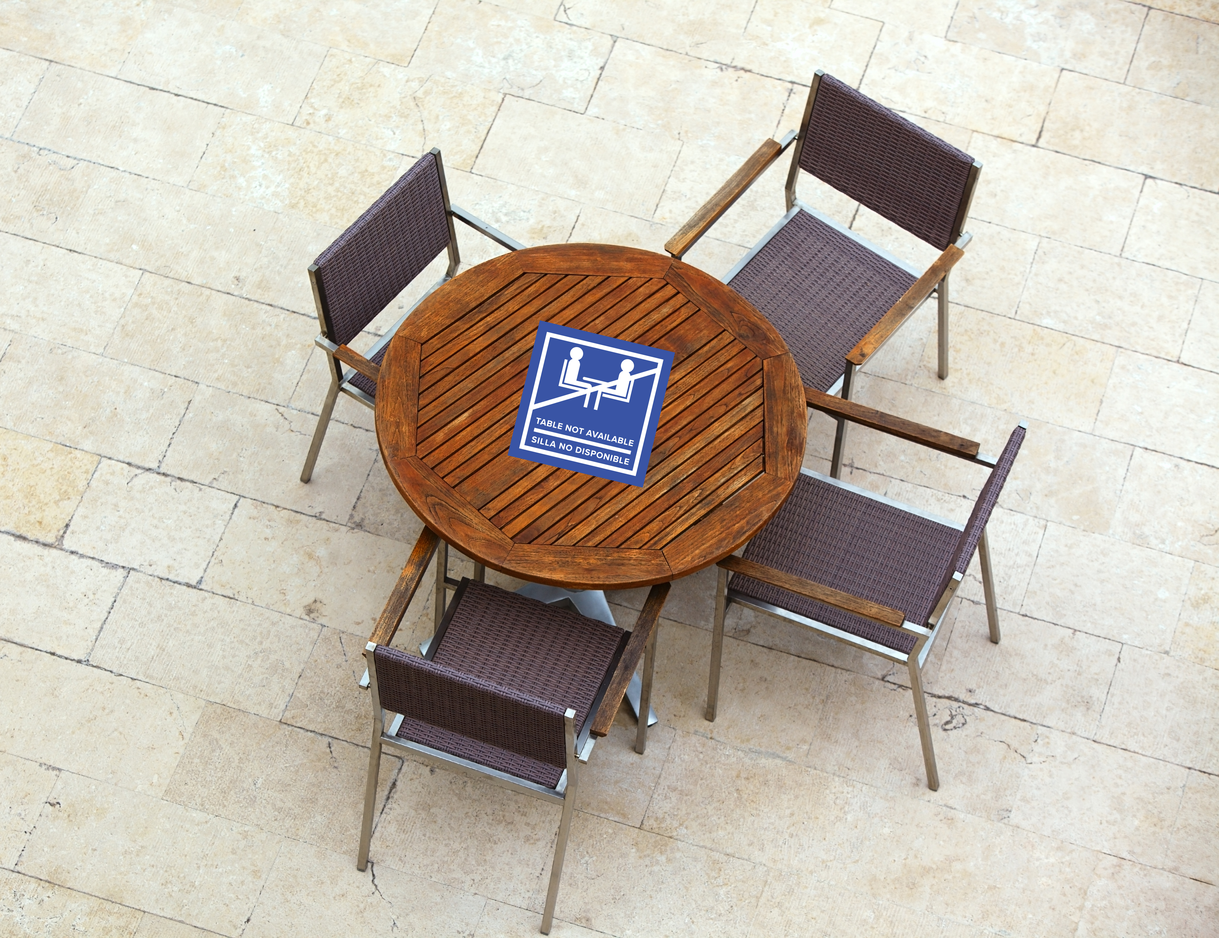No Seating Bilingual Table Top Sticker | Pre-Printed Graphics | Displays2Go