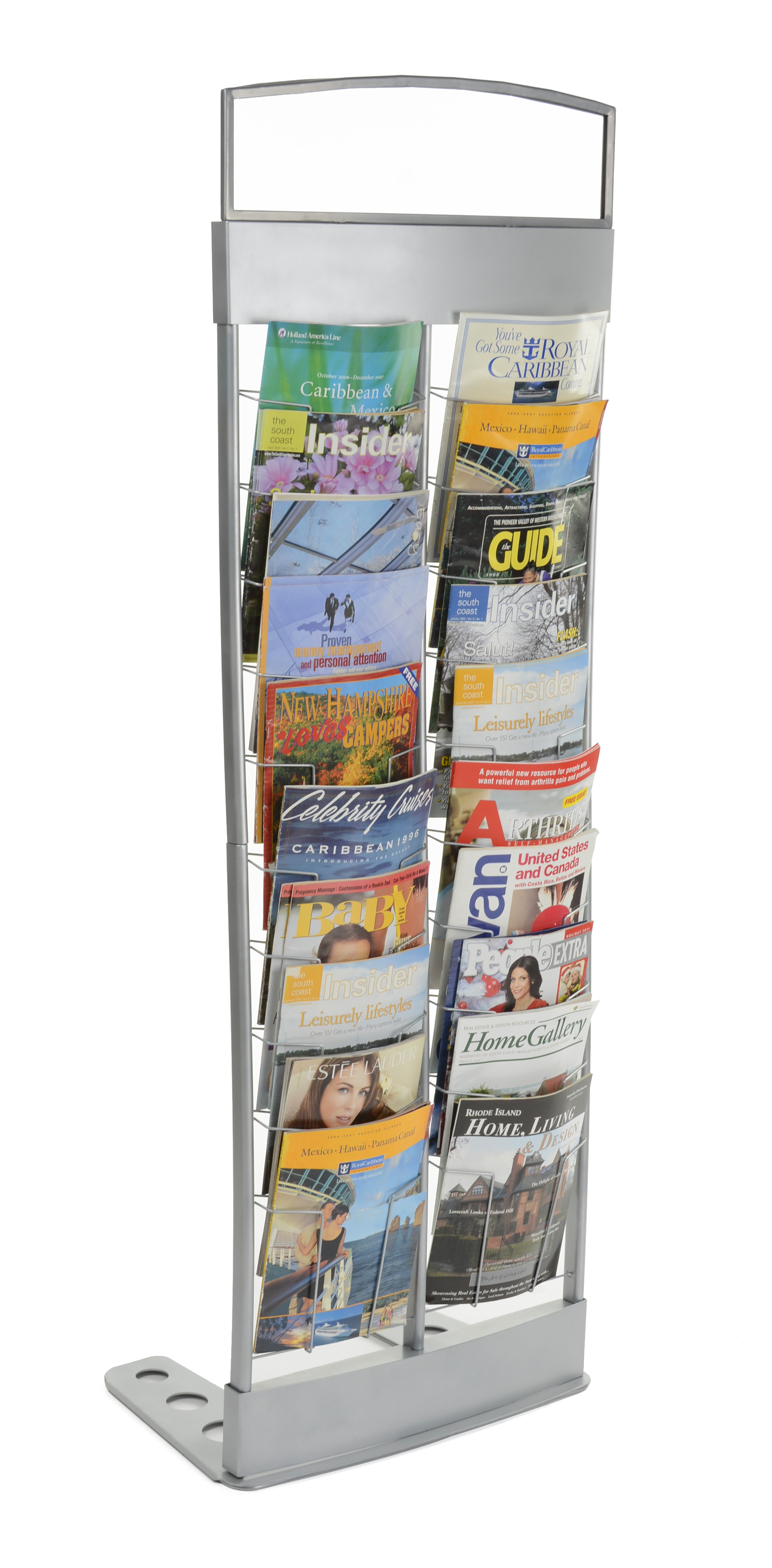 Silver Store Magazine Rack | 20 Pockets & Portable Design | Displays2Go