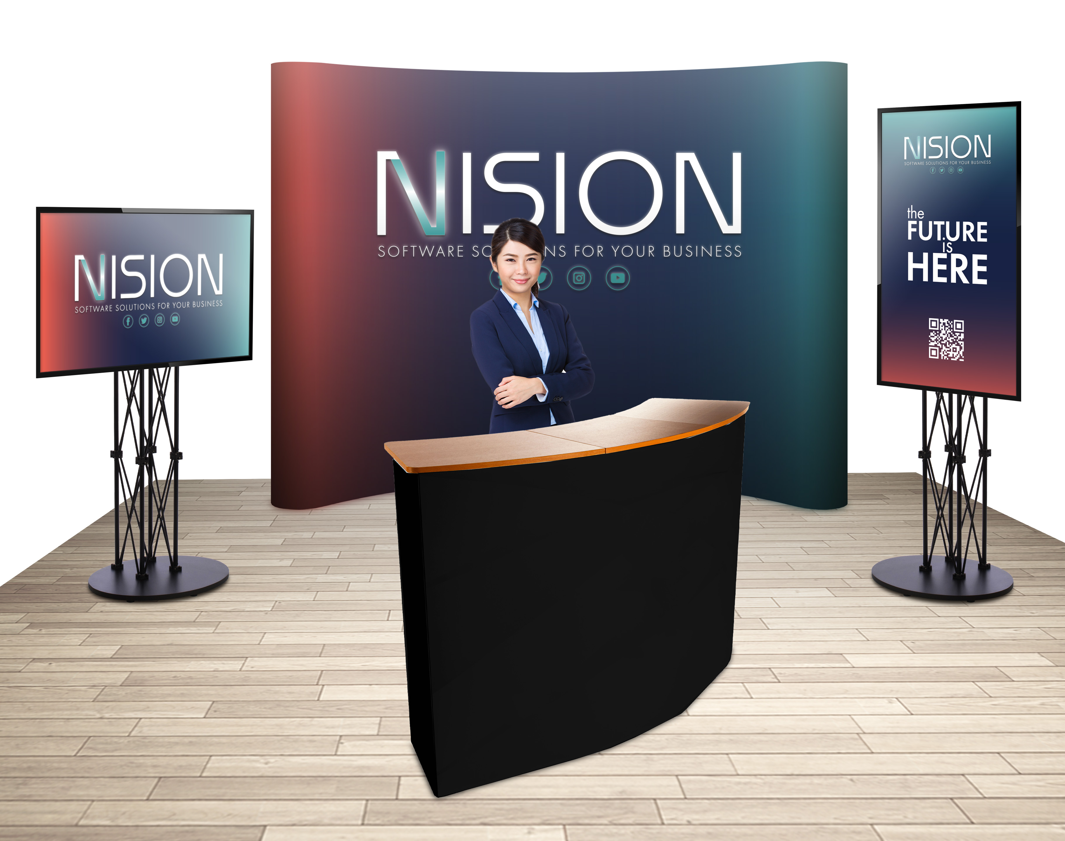 Trade Show Booth Design - TV Stand, Pop Up & Mural | Displays2Go