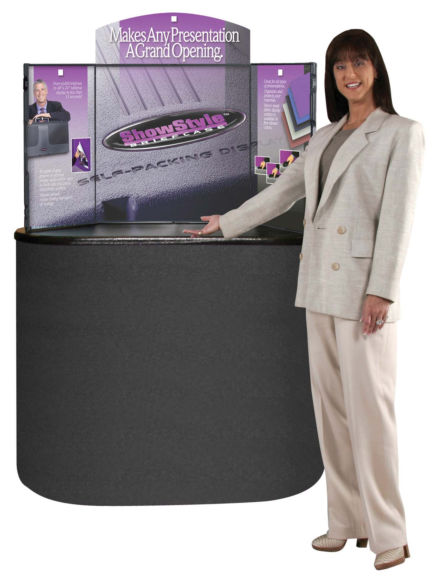 Foldable Briefcase Display | 3-Panel Hook & Loop Exhibit | Displays2Go