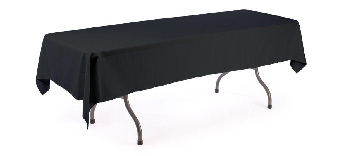 Linen Table Covers | 6 - Foot Table Sheet - Black | Displays2Go