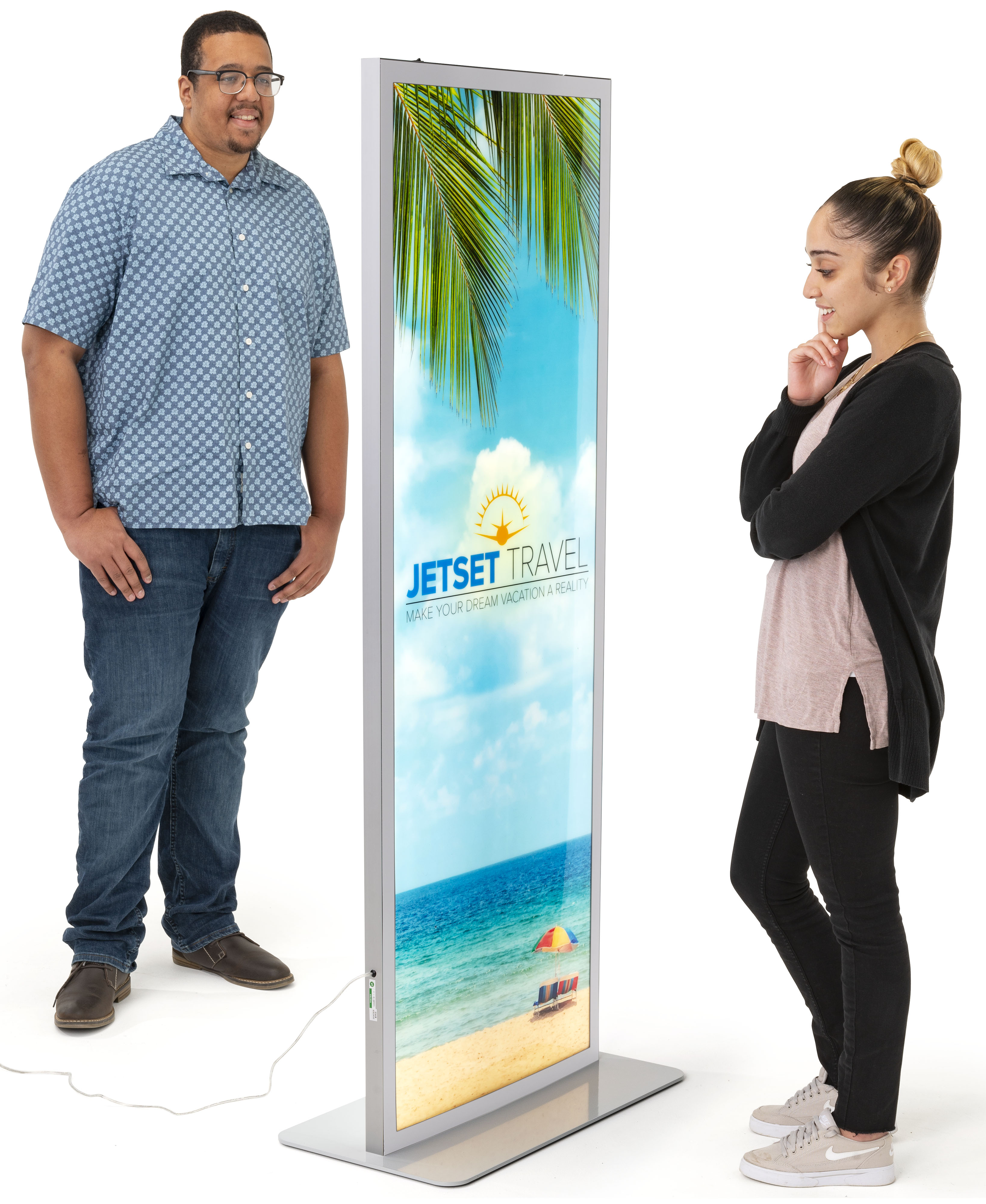 LED Floor Sign Totem Stand | Light Up Personalized Posters | Displays2Go